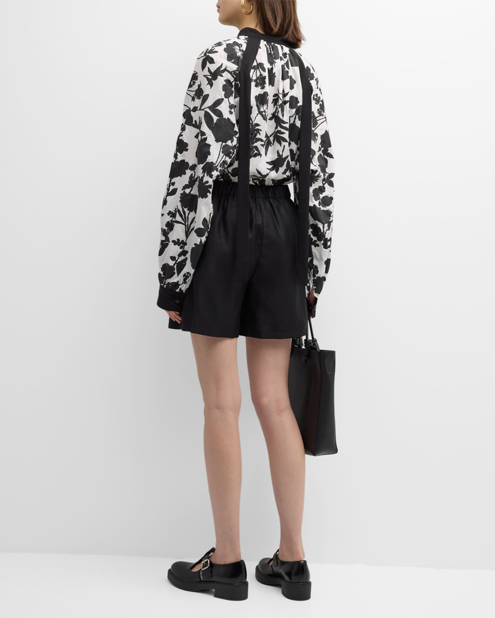 Max Mara Gaetana Floral-Print Long-Sleeve Blouse | Neiman Marcus