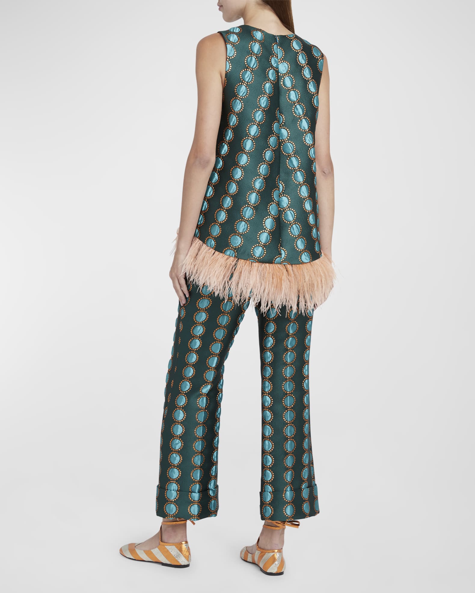 La DoubleJ La Scala Iconic Feather-Trim Top | Neiman Marcus