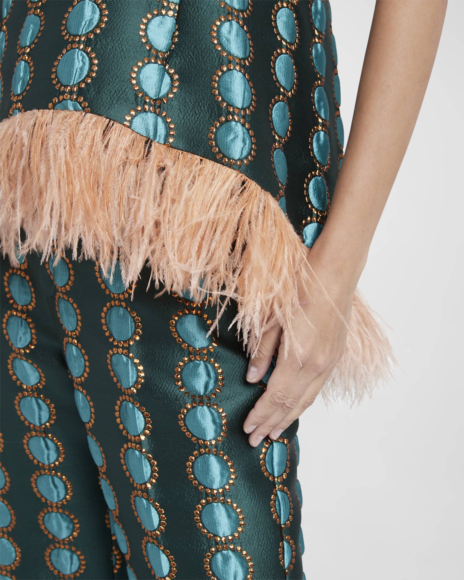 La DoubleJ La Scala Iconic Feather-Trim Top | Neiman Marcus