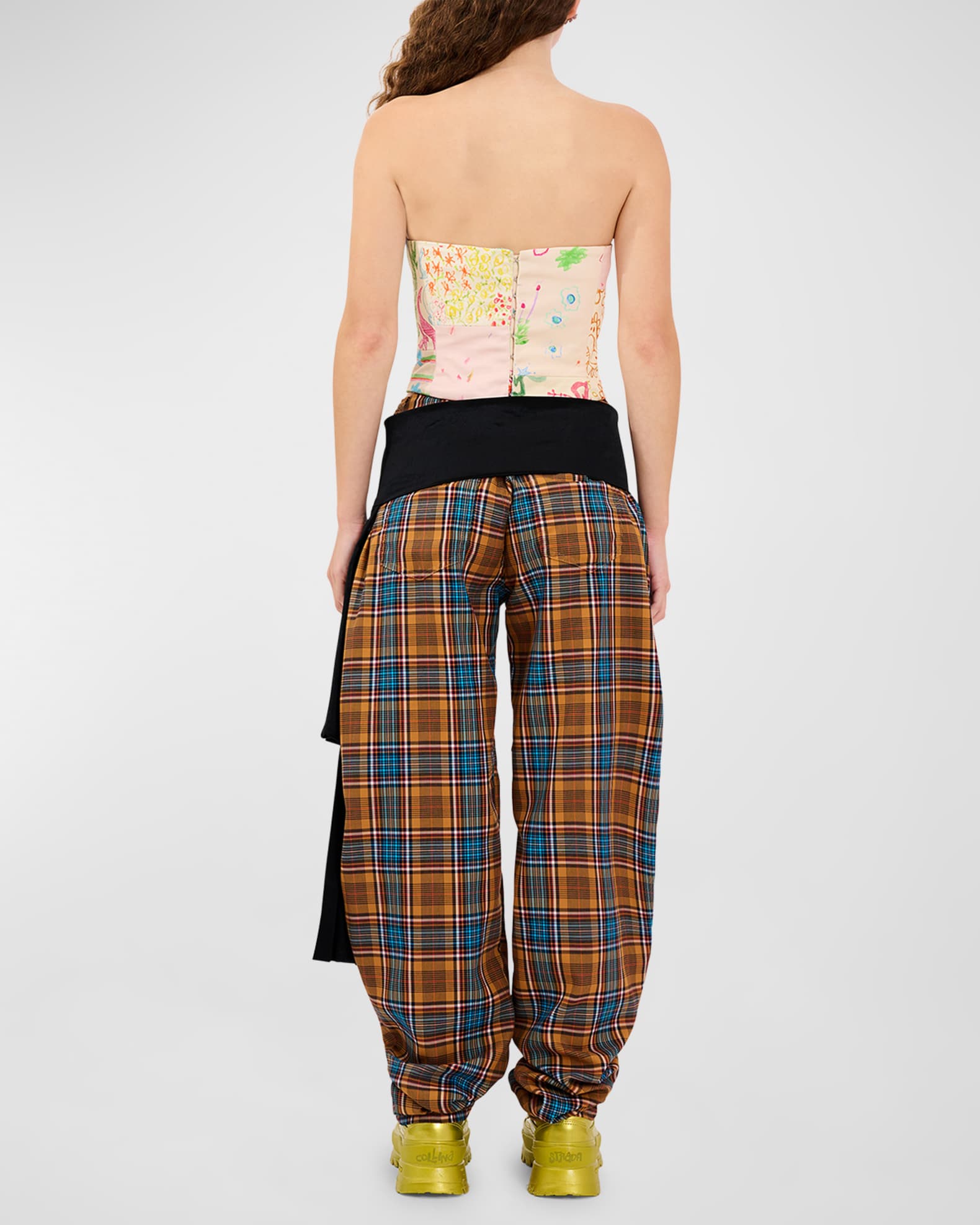 Collina Strada Denim Patchwork Corset Top | Neiman Marcus