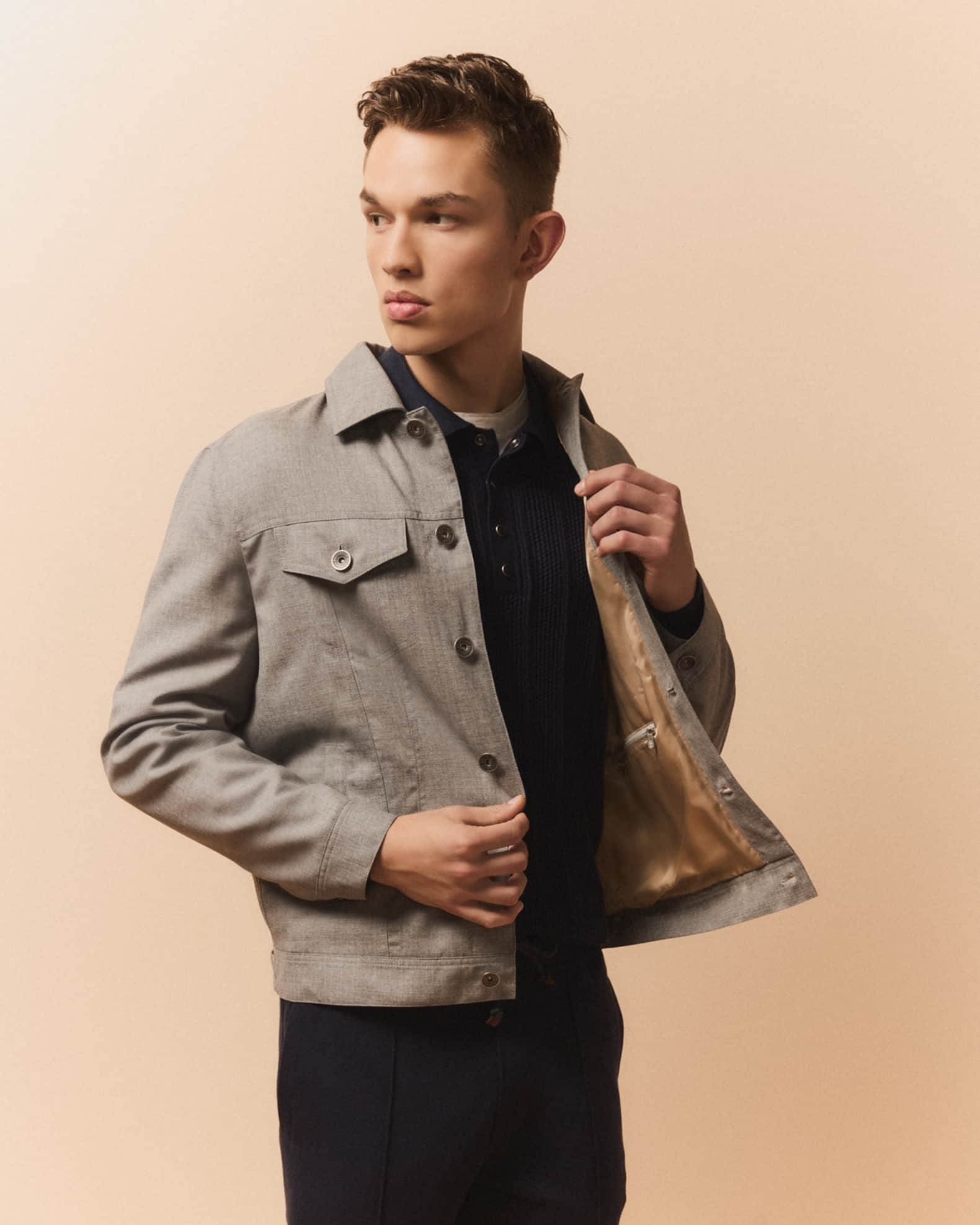 Brunello Cucinelli Men's Tropical Virgin Wool Trucker Jacket | Neiman ...