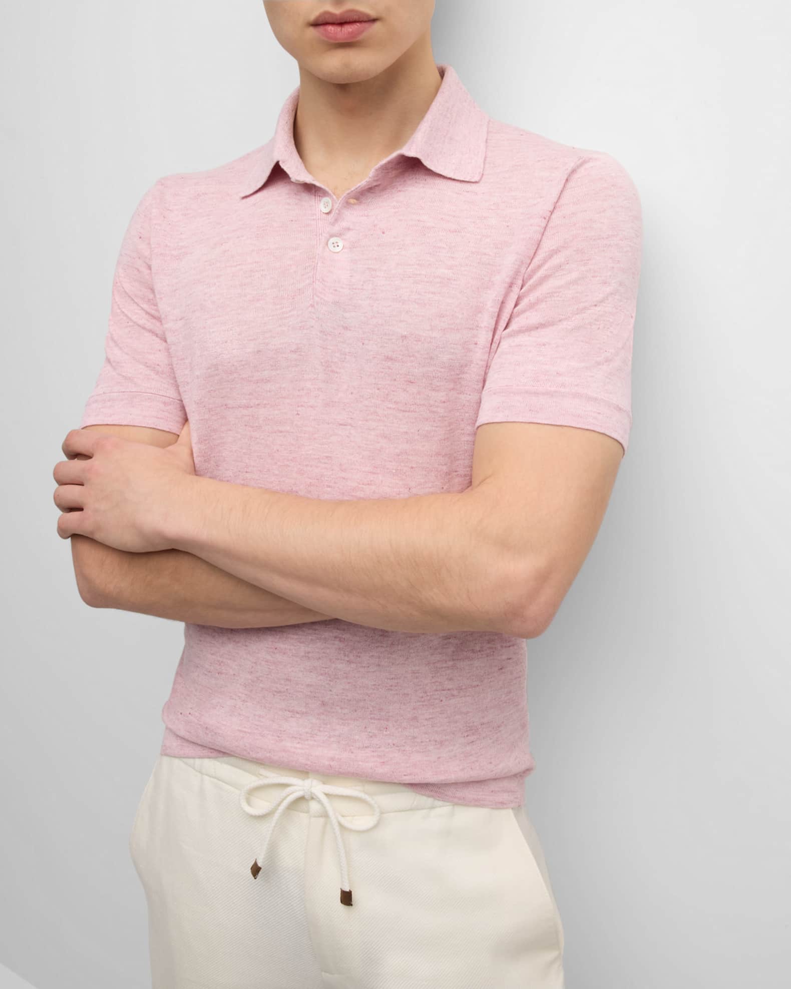 Brunello Cucinelli Men's Cotton-Linen Polo Shirt | Neiman Marcus