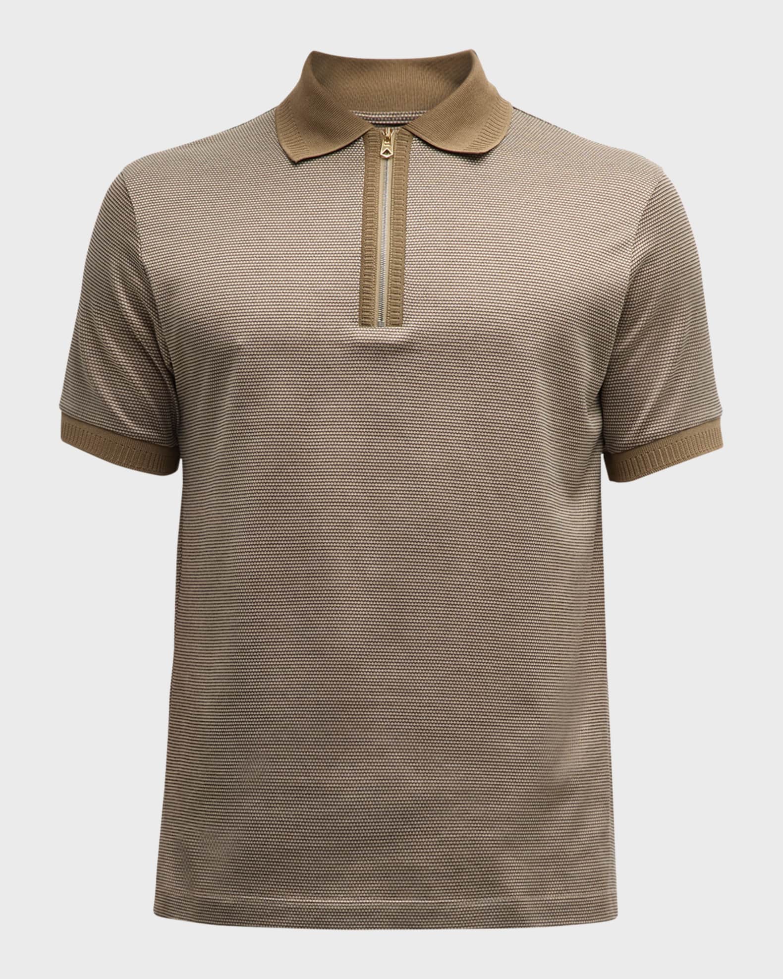 Paul Smith Men's Birdseye Cotton Quarter-Zip Polo Shirt | Neiman Marcus