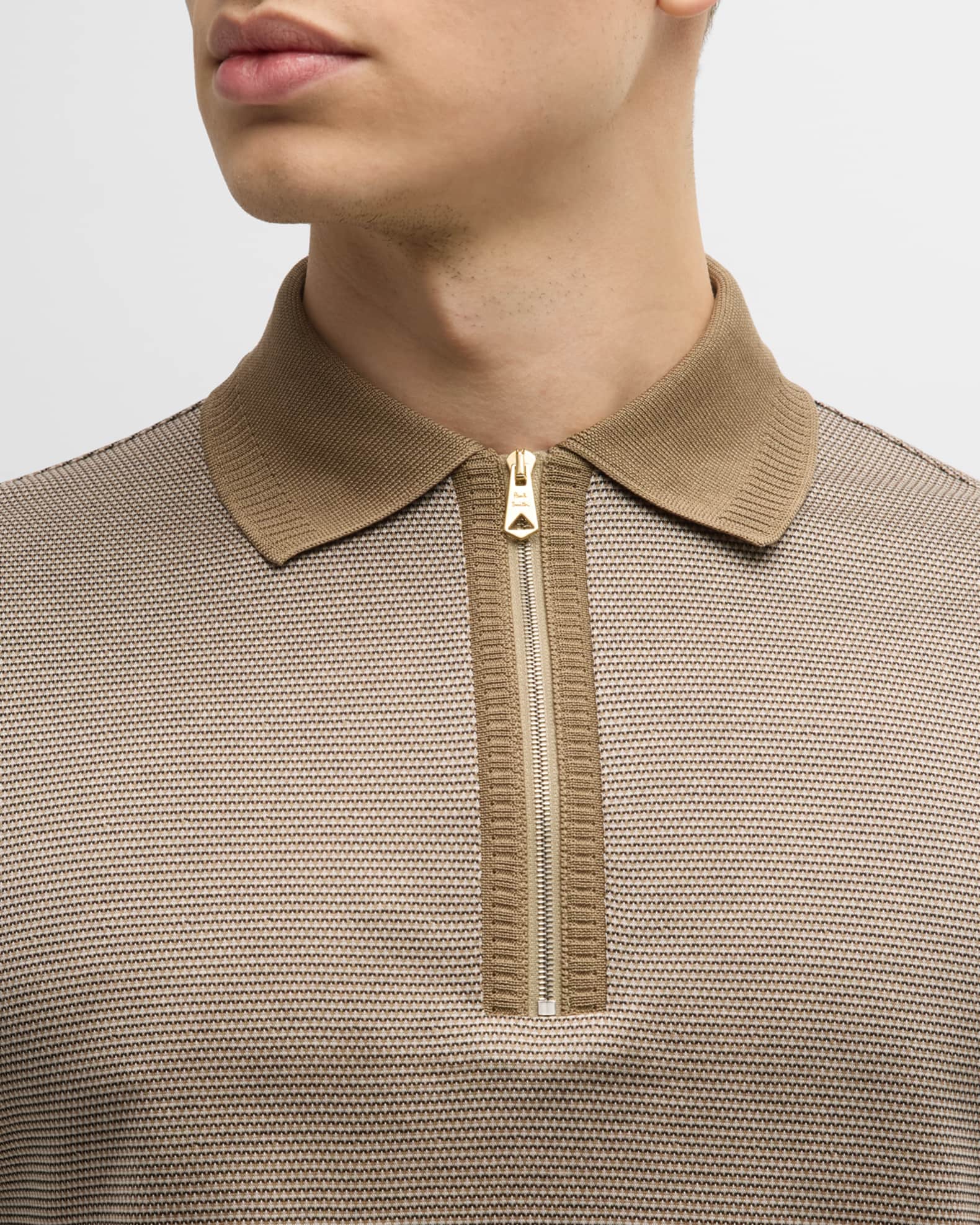 Paul Smith Men's Birdseye Cotton Quarter-Zip Polo Shirt | Neiman Marcus
