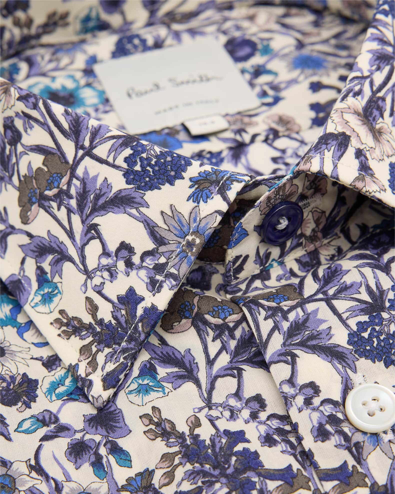 Paul Smith Men's Floral-Print Cotton Dress Shirt | Neiman Marcus