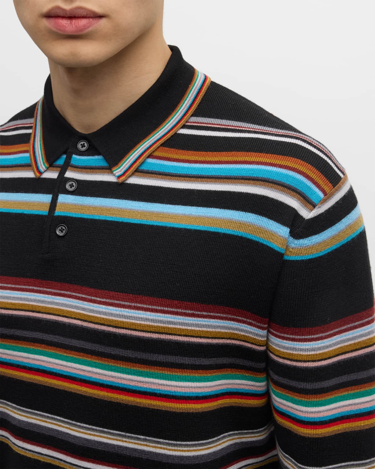 Paul Smith Men's Signature Stripe Knit Polo Shirt | Neiman Marcus