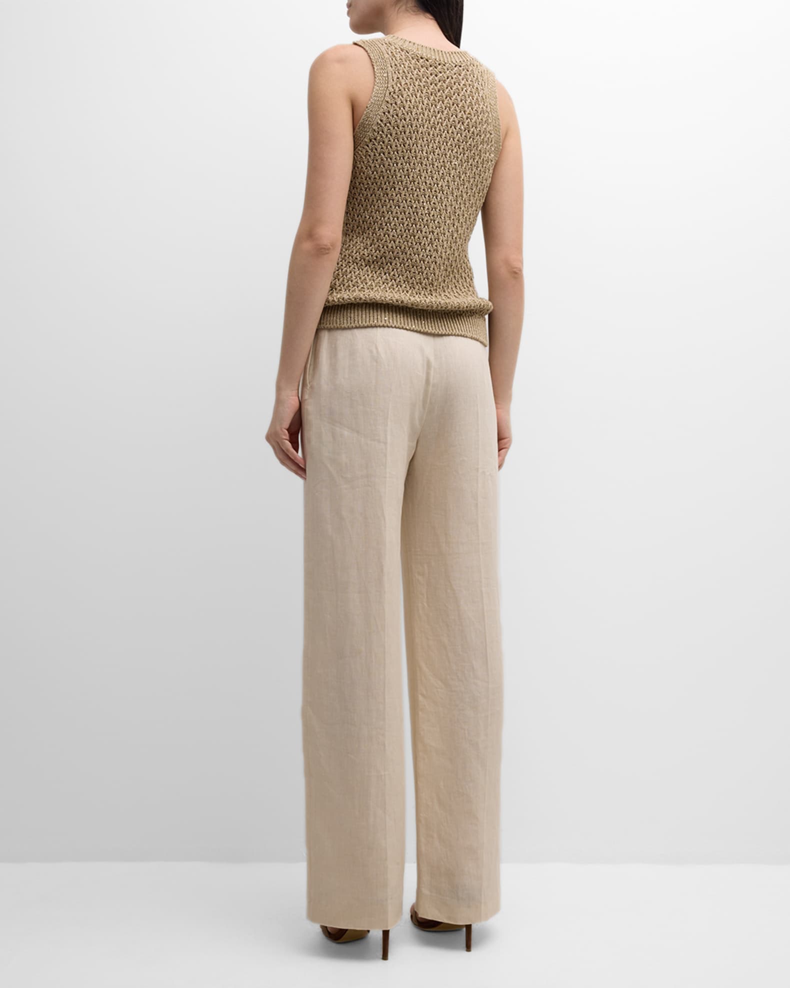Eleventy Crewneck Metallic Knit Tank Top Neiman Marcus