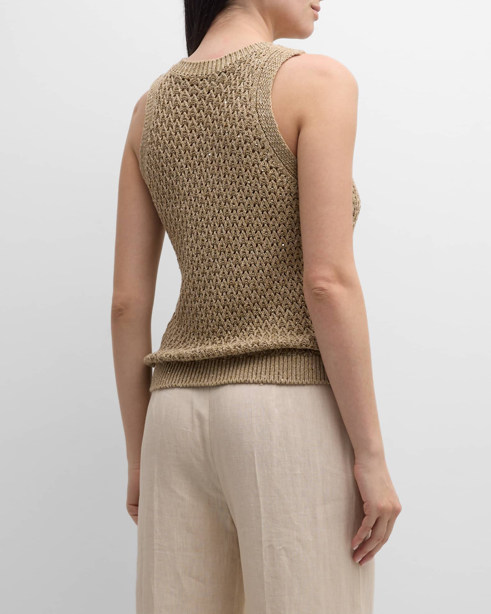 Eleventy Crewneck Metallic Knit Tank Top Neiman Marcus
