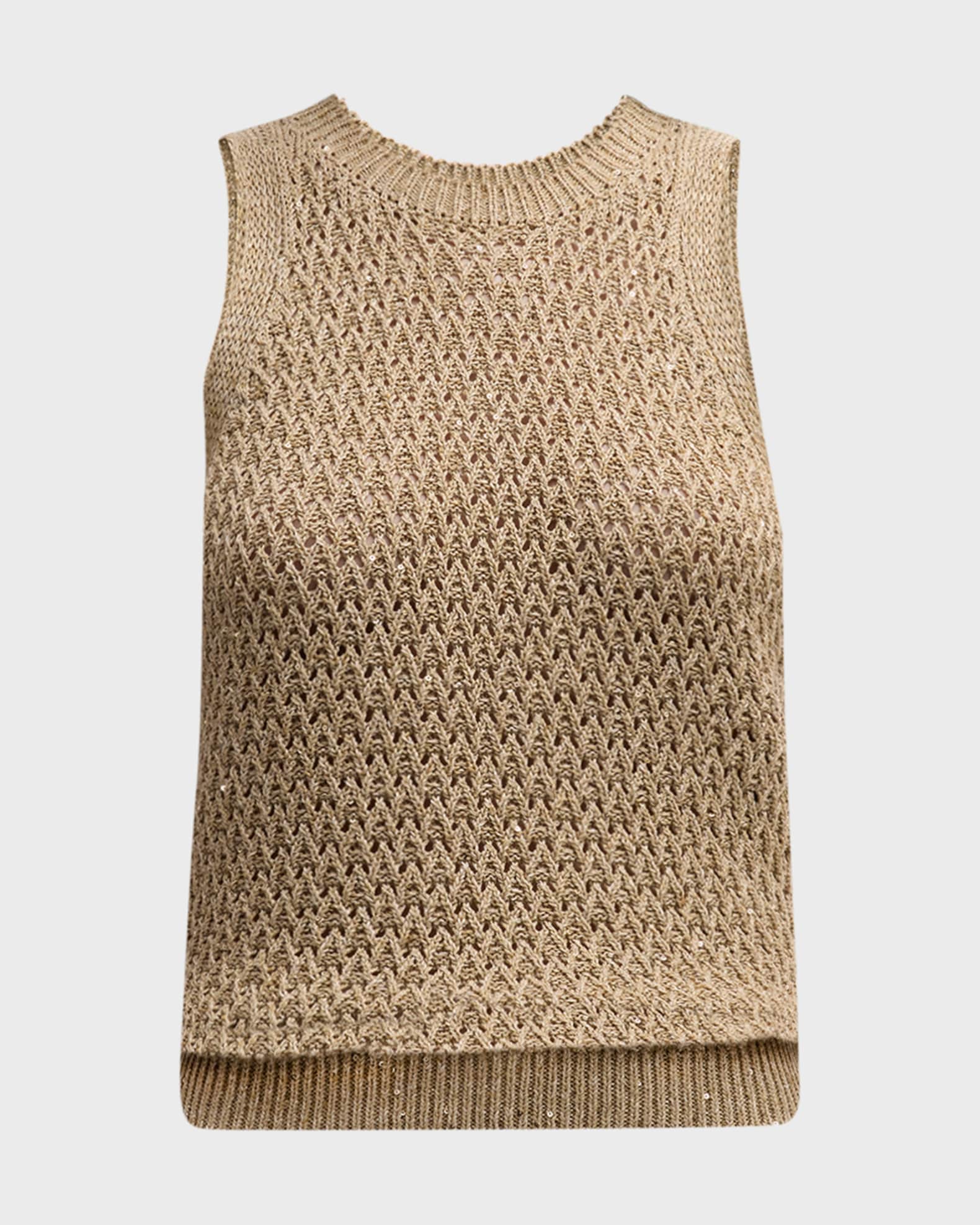 Eleventy Crewneck Metallic Knit Tank Top Neiman Marcus