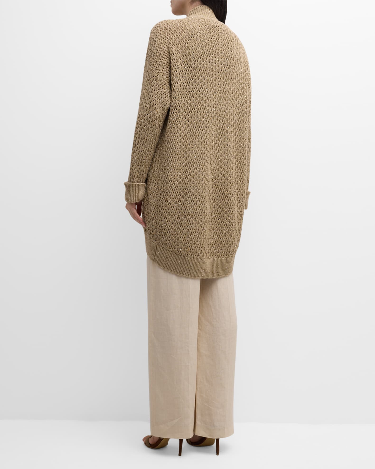 Eleventy Metallic Chunky Knit Cardigan | Neiman Marcus