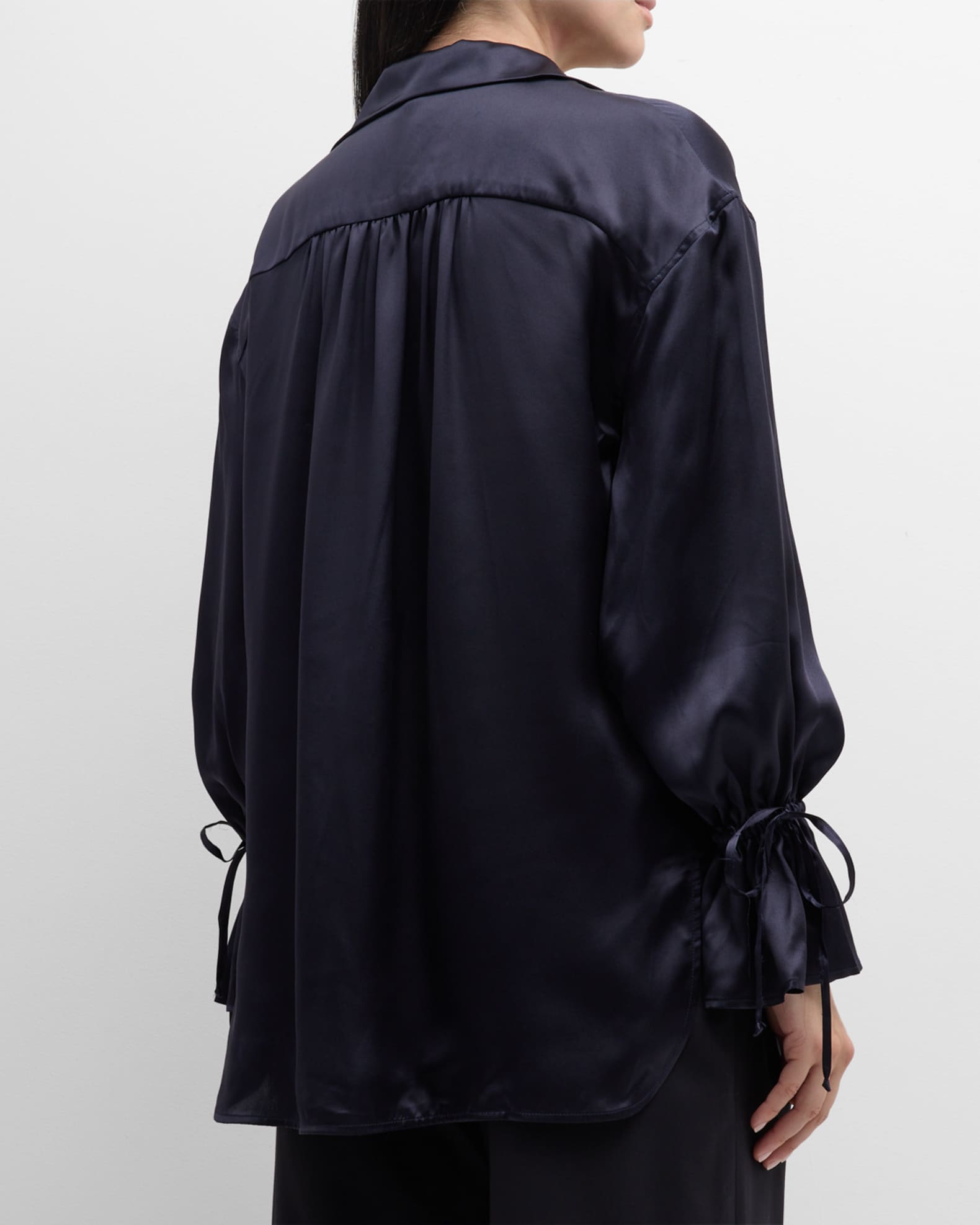 Eleventy Silk Puff-Sleeve Blouse | Neiman Marcus