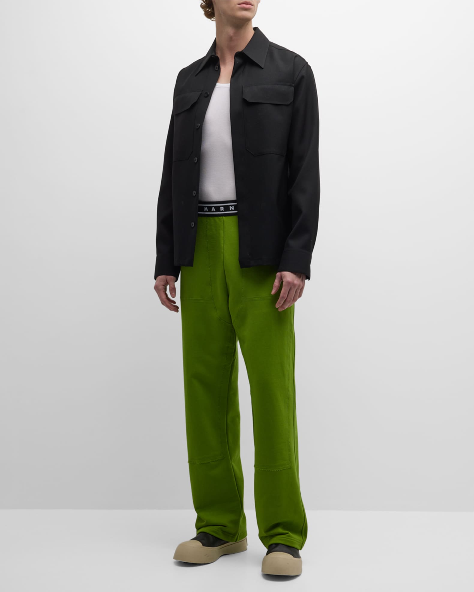 Marni Men's Cotton Logo-Waist Track Pants | Neiman Marcus