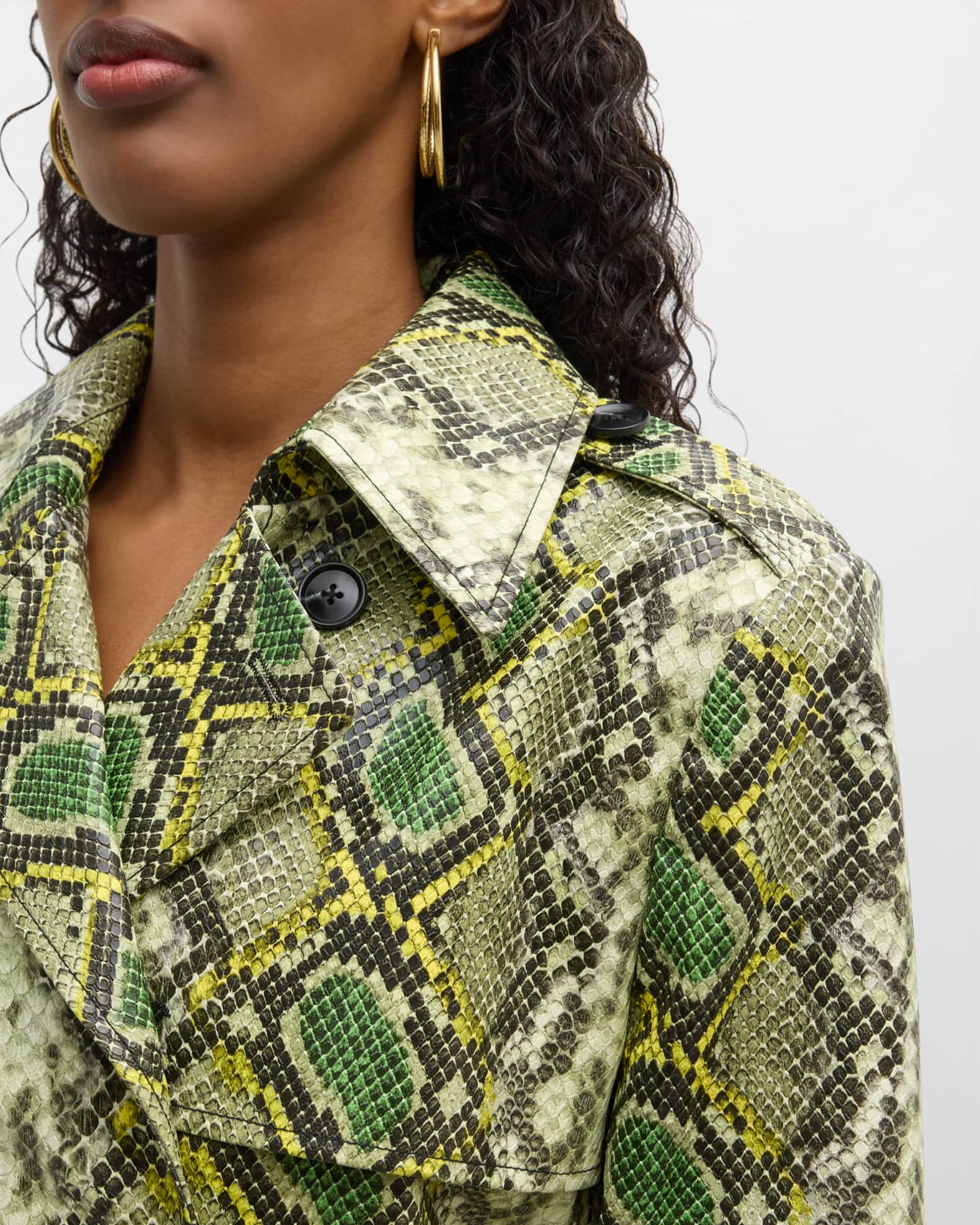 Kobi Halperin Estella Double-Breasted Faux Snakeskin Coat | Neiman Marcus