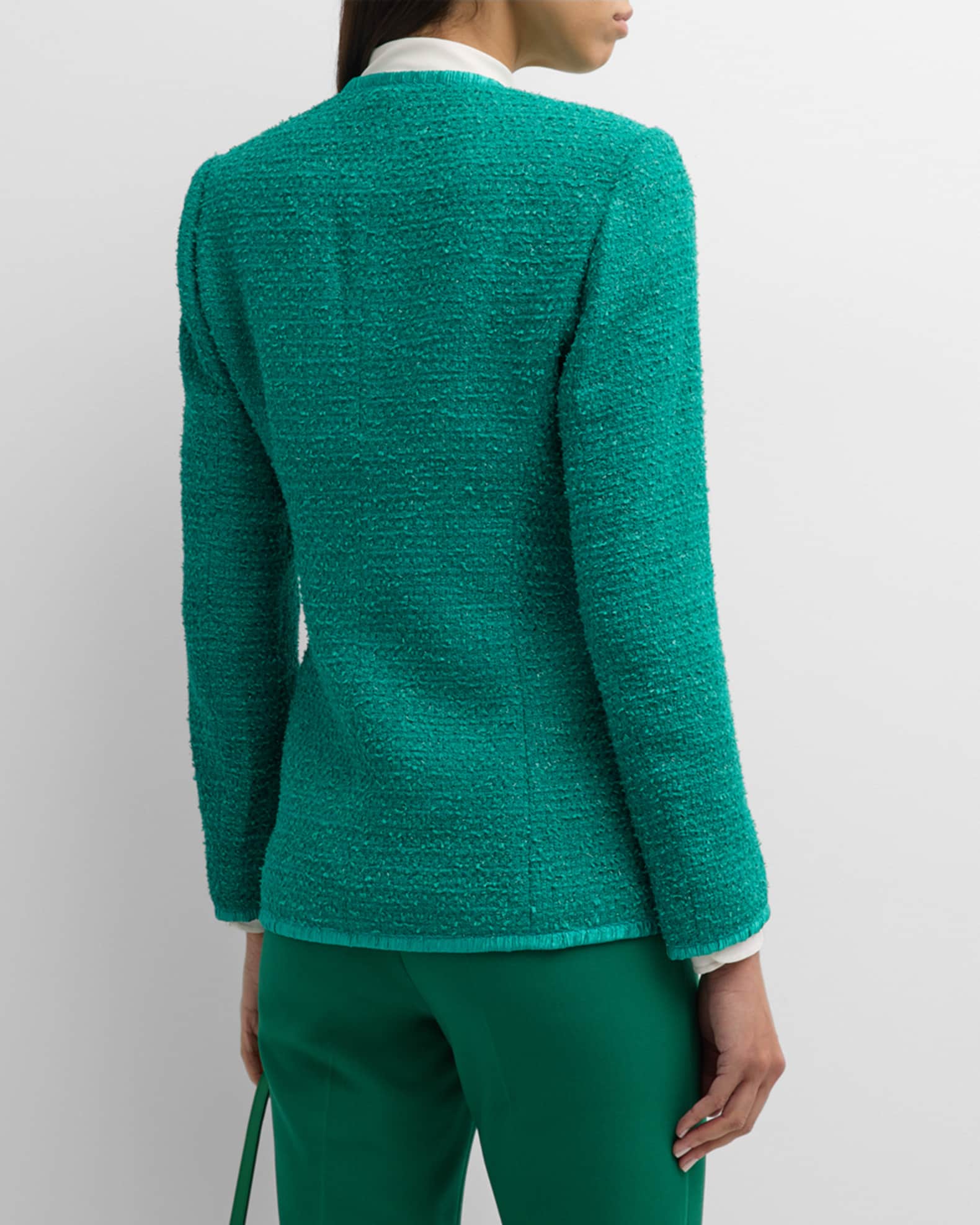 Kobi Halperin Evangeline V-Neck Snap-Front Tweed Jacket | Neiman Marcus