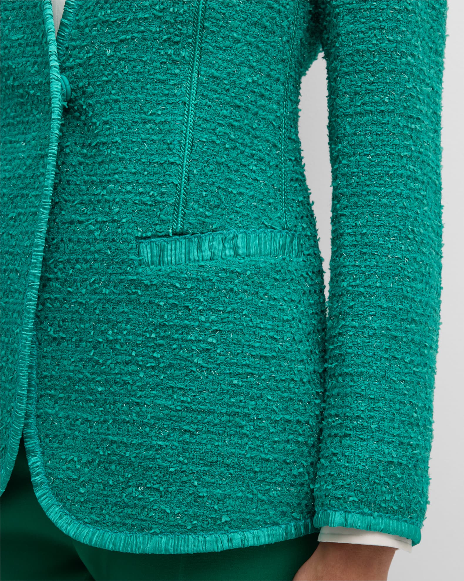 Kobi Halperin Evangeline V-Neck Snap-Front Tweed Jacket | Neiman Marcus