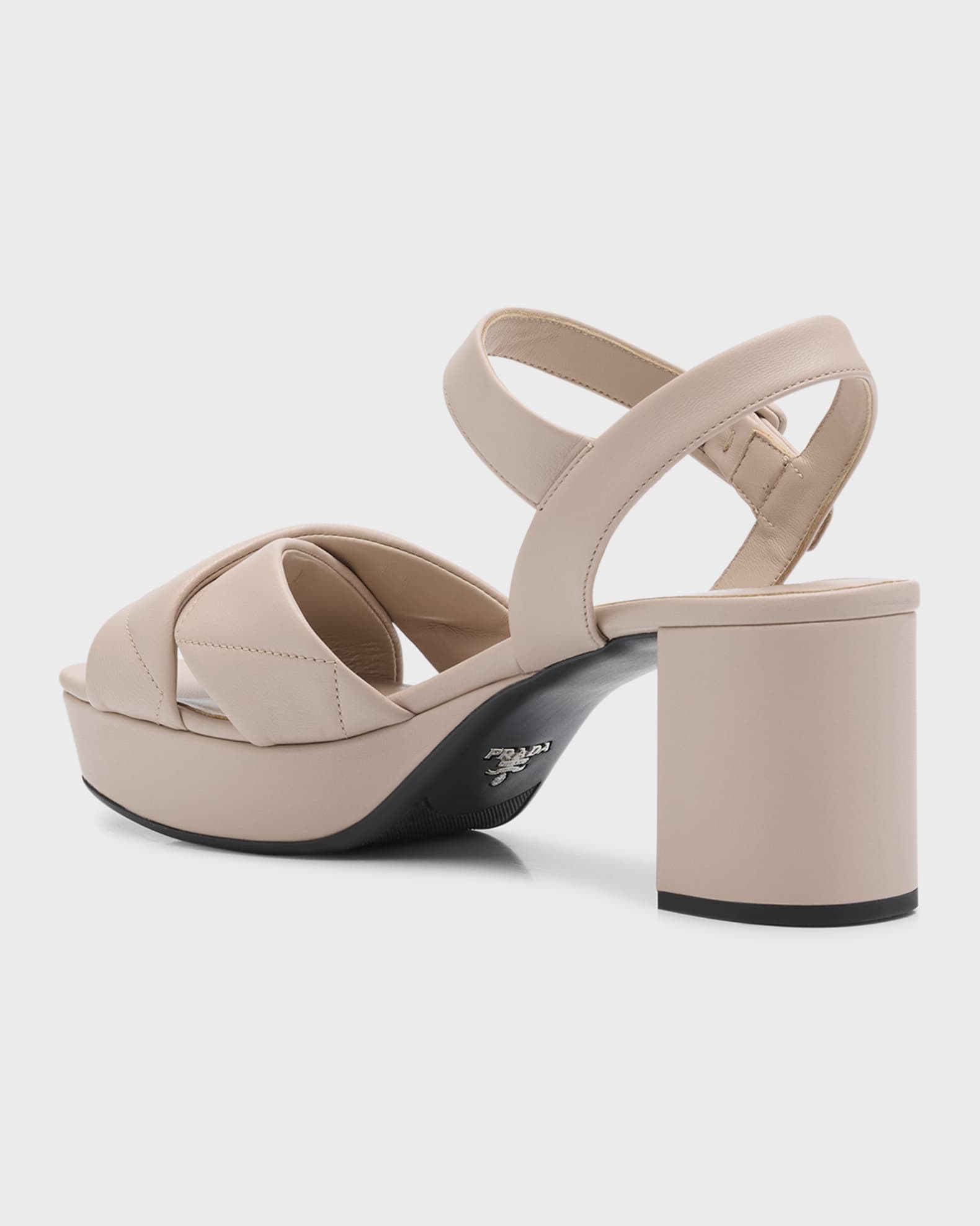 Prada Quilted Leather Ankle-Strap Platform Sandals | Neiman Marcus