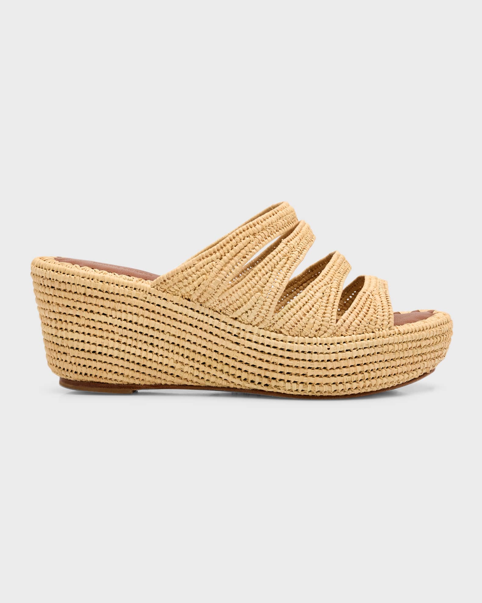 Carrie Forbes Medi Raffia Wedge Slide Sandals | Neiman Marcus