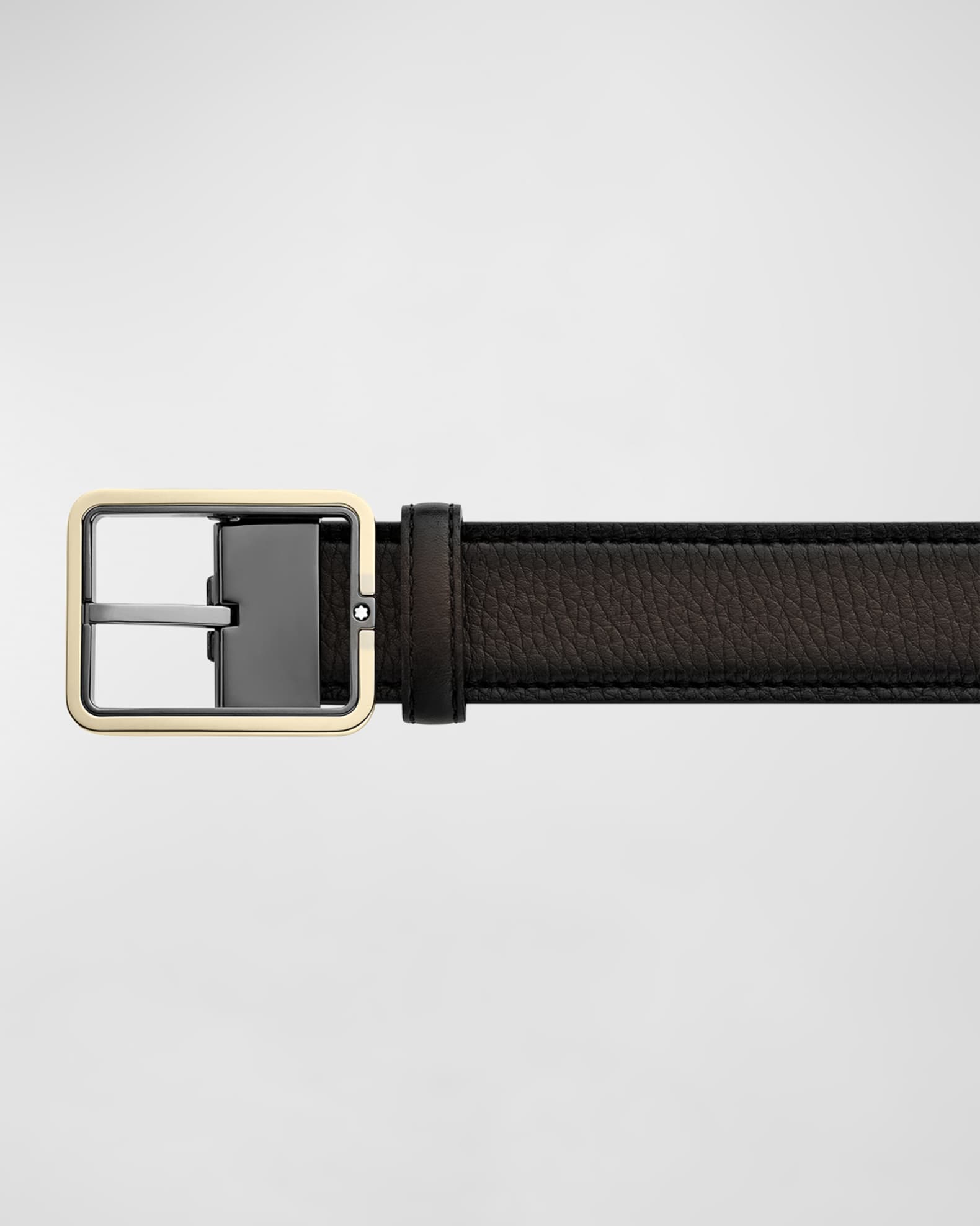 Montblanc Men's Two-Tone Buckle Grained Leather Belt, 35mm | Neiman Marcus