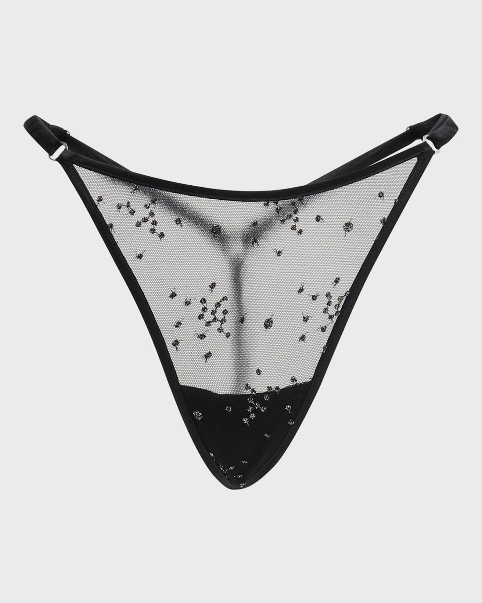 Kiki De Montparnasse Bianca Embroidered Tulle G-String | Neiman Marcus