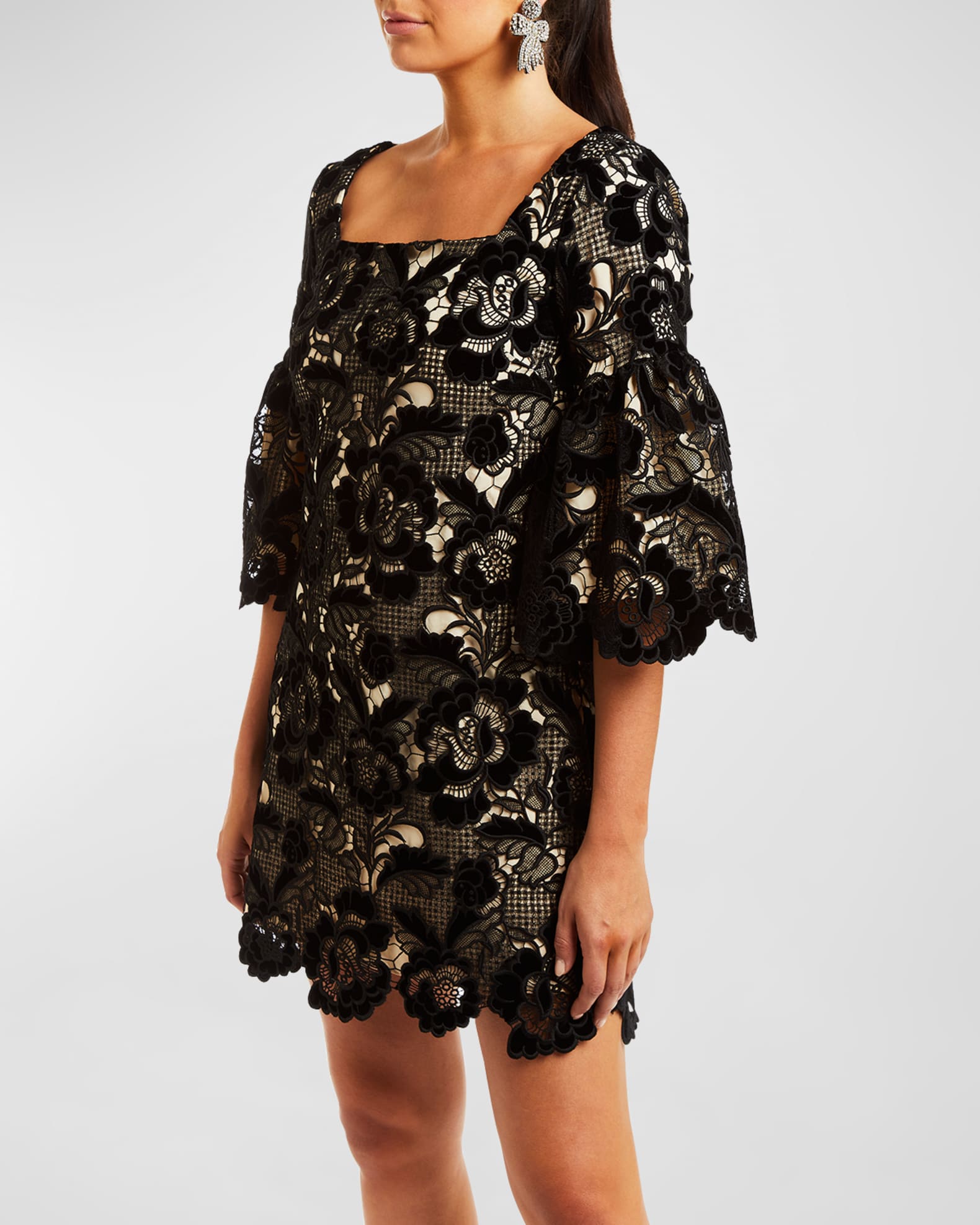 Mestiza New York Vivienne Bell-Sleeve Velvet Lace Mini Dress | Neiman ...