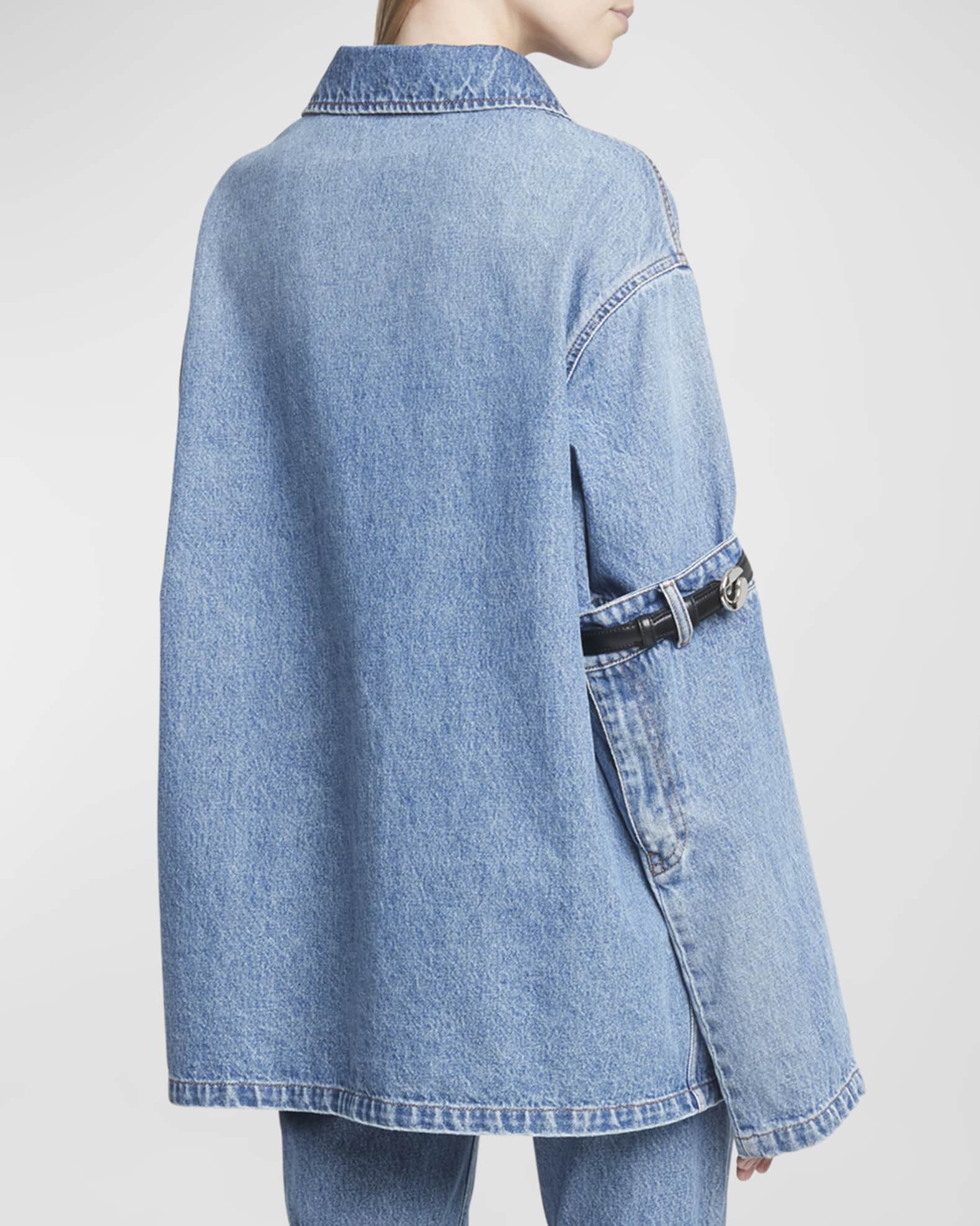 Coperni Oversize Denim Jacket with Open Elbow Detail | Neiman Marcus