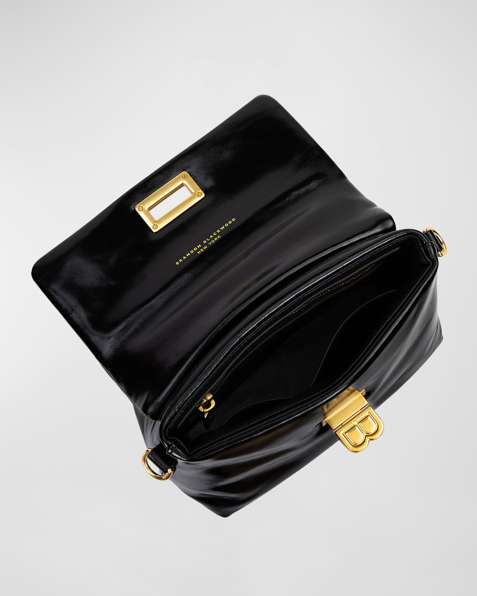 Brandon Blackwood Yuta Padded Patent Shoulder Bag | Neiman Marcus
