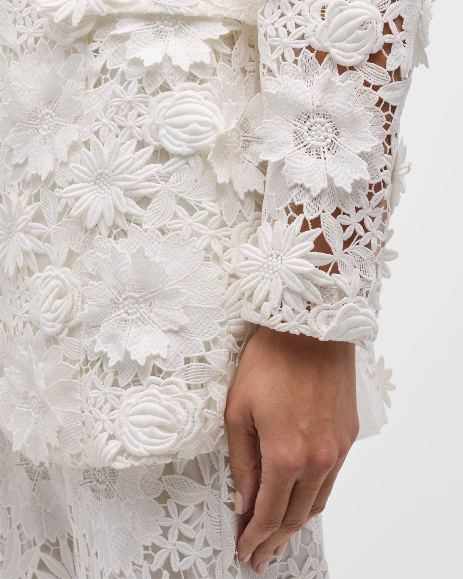 Ungaro Kehlani Notched-Lapel Floral Lace Jacket | Neiman Marcus