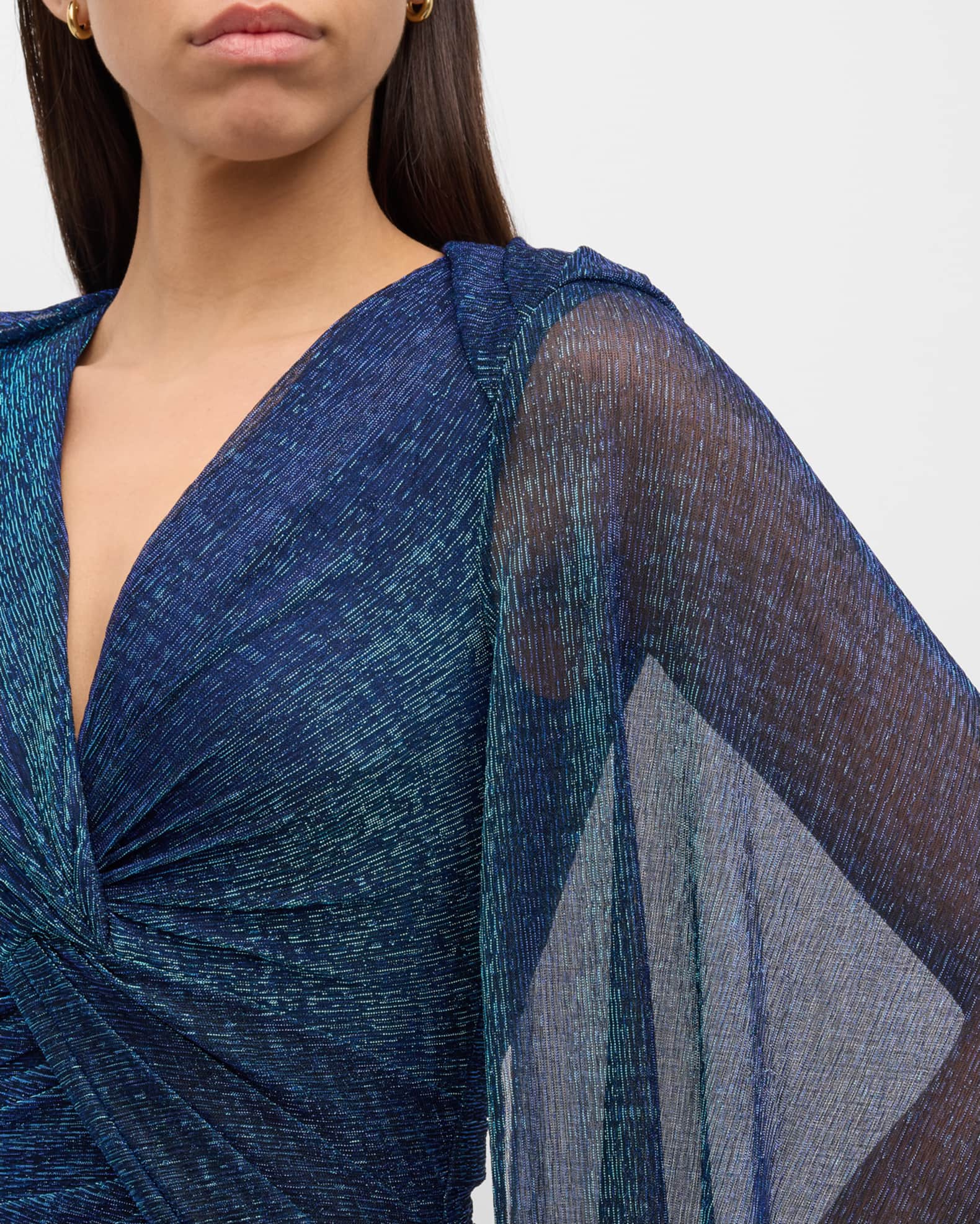 Talbot Runhof Matrix Metallic Cape Twisted Trumpet Gown | Neiman Marcus