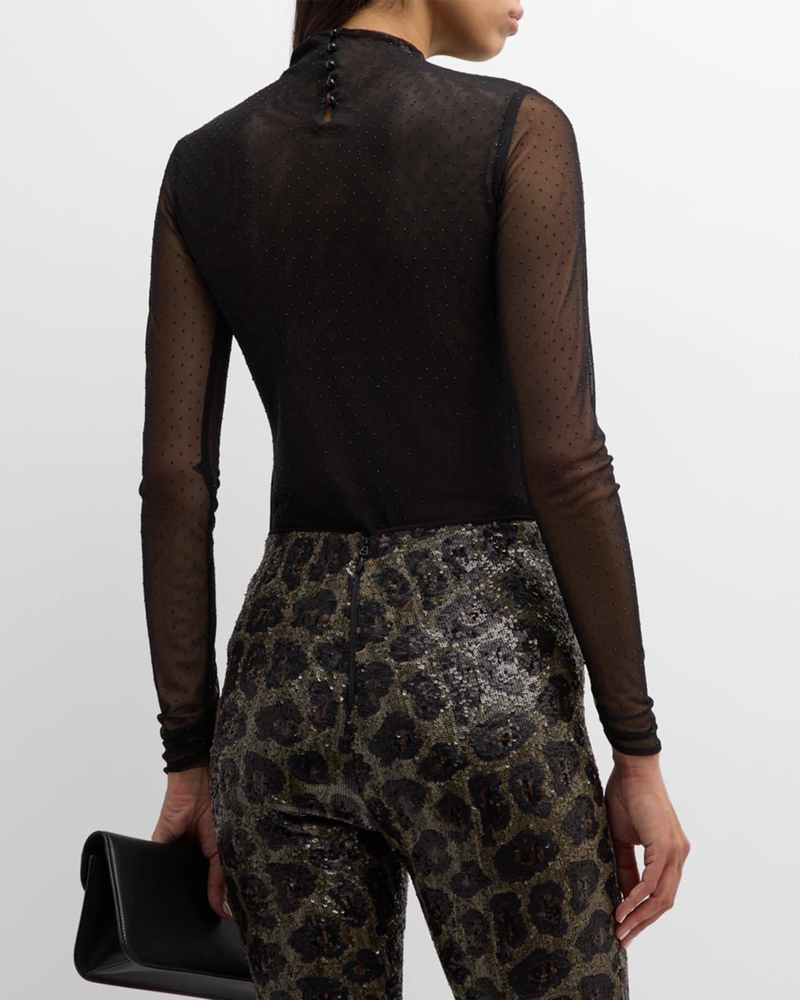 Le Superbe Double Disco Long-Sleeve Mesh Top | Neiman Marcus