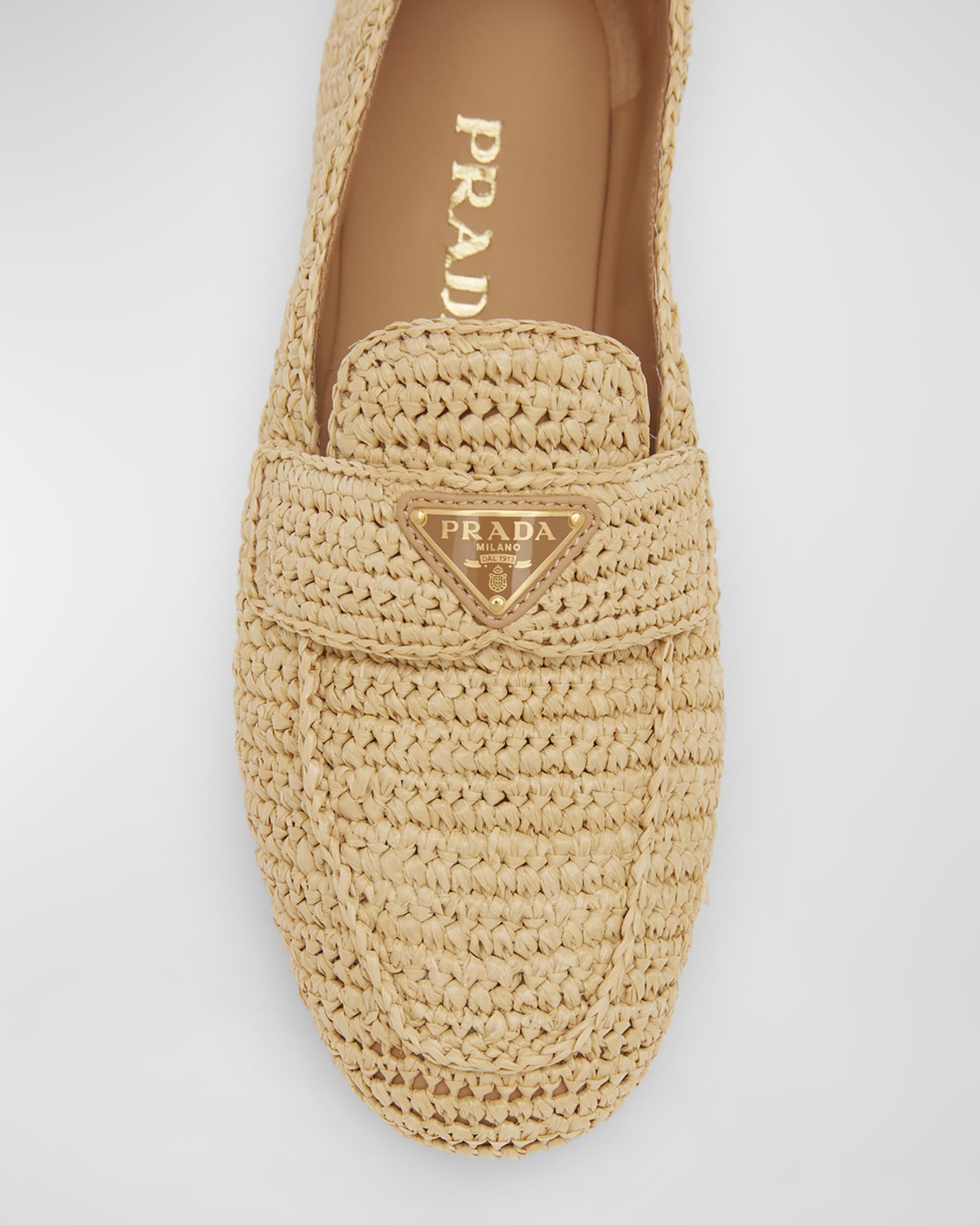 Prada Raffia Slip-On Loafers | Neiman Marcus