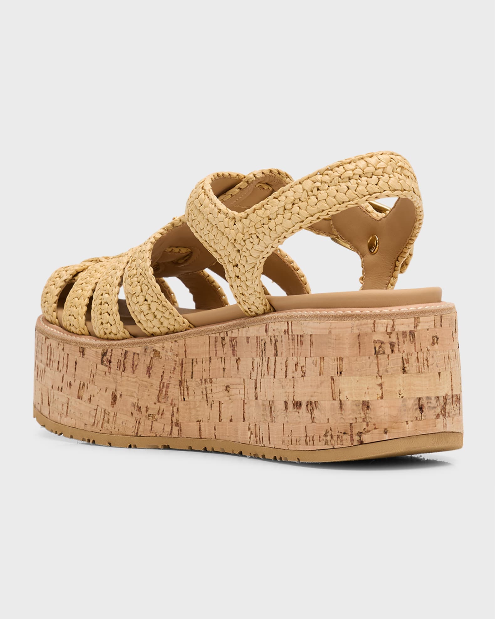 Prada Raffia Cork Platform Fisherman Sandals | Neiman Marcus