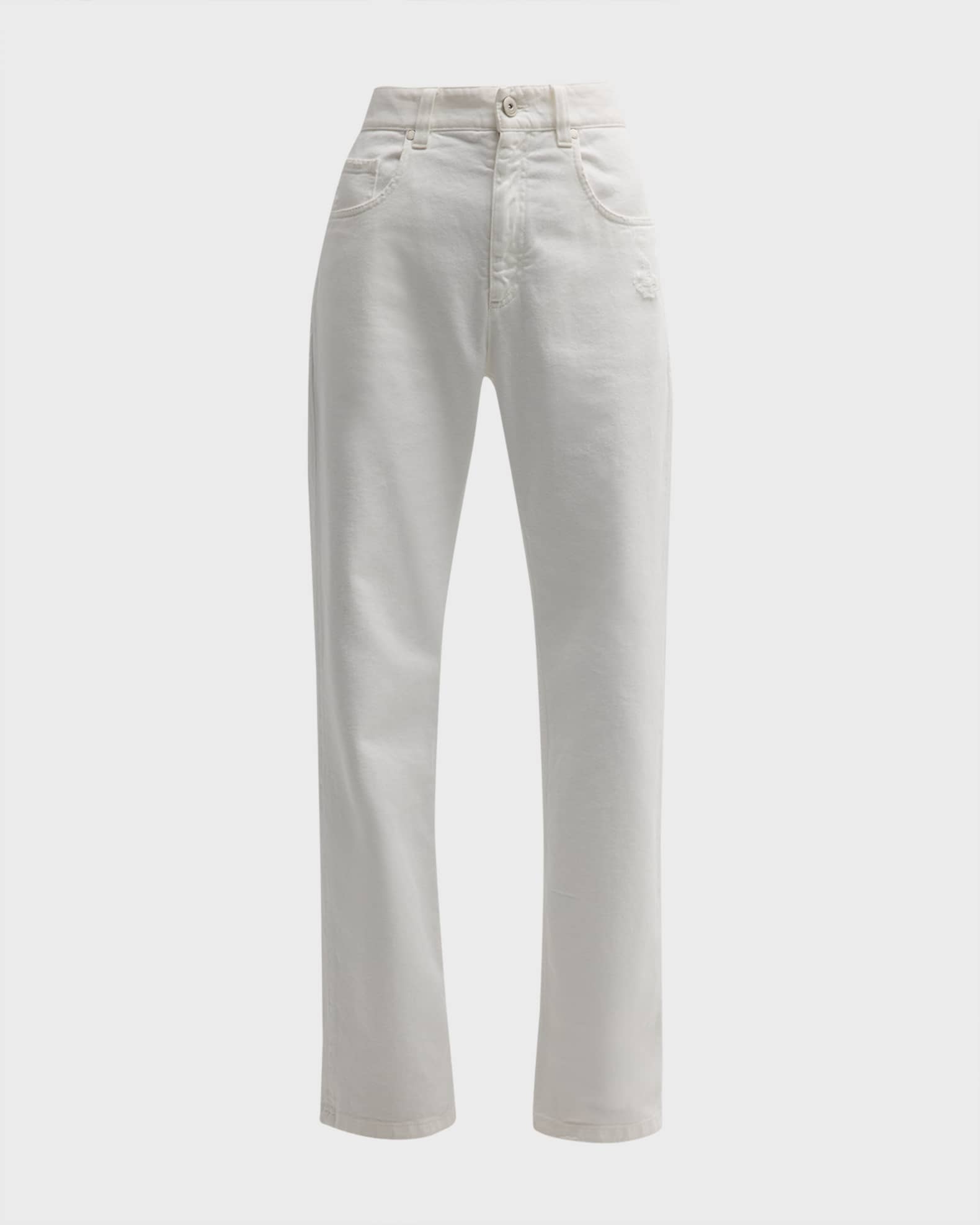 Brunello Cucinelli Monili-Tab Garment-Dyed Denim Straight-Leg Pants ...