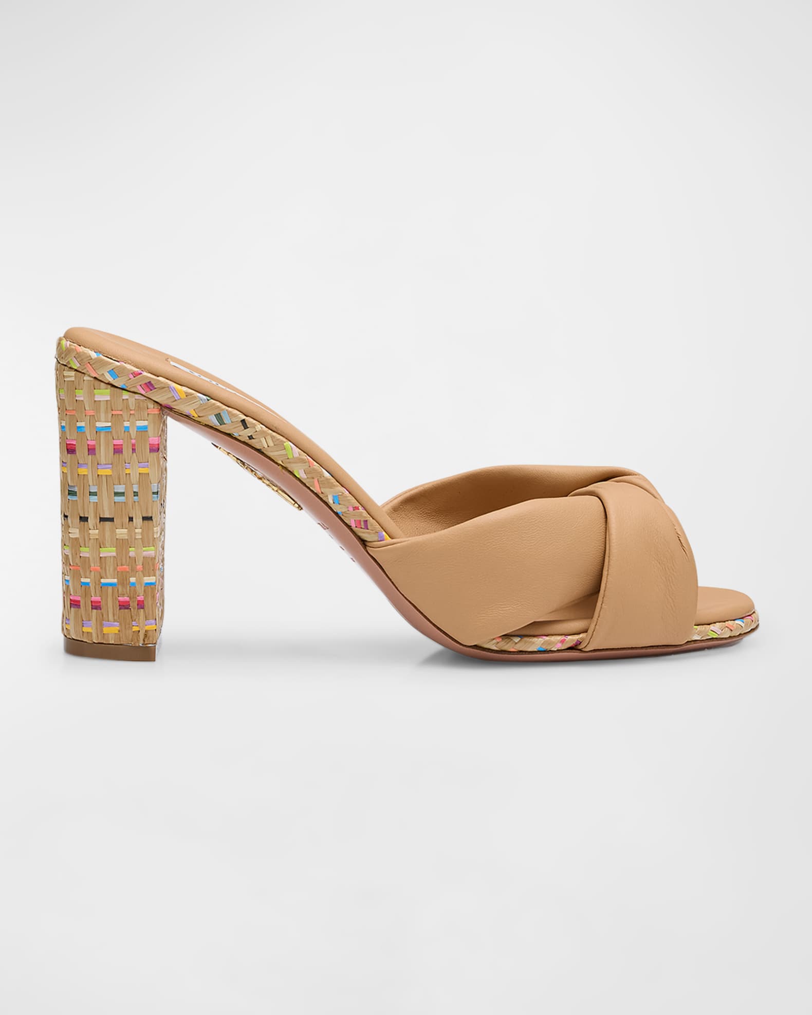 Aquazzura Leather Crisscross Woven Slide Sandals | Neiman Marcus