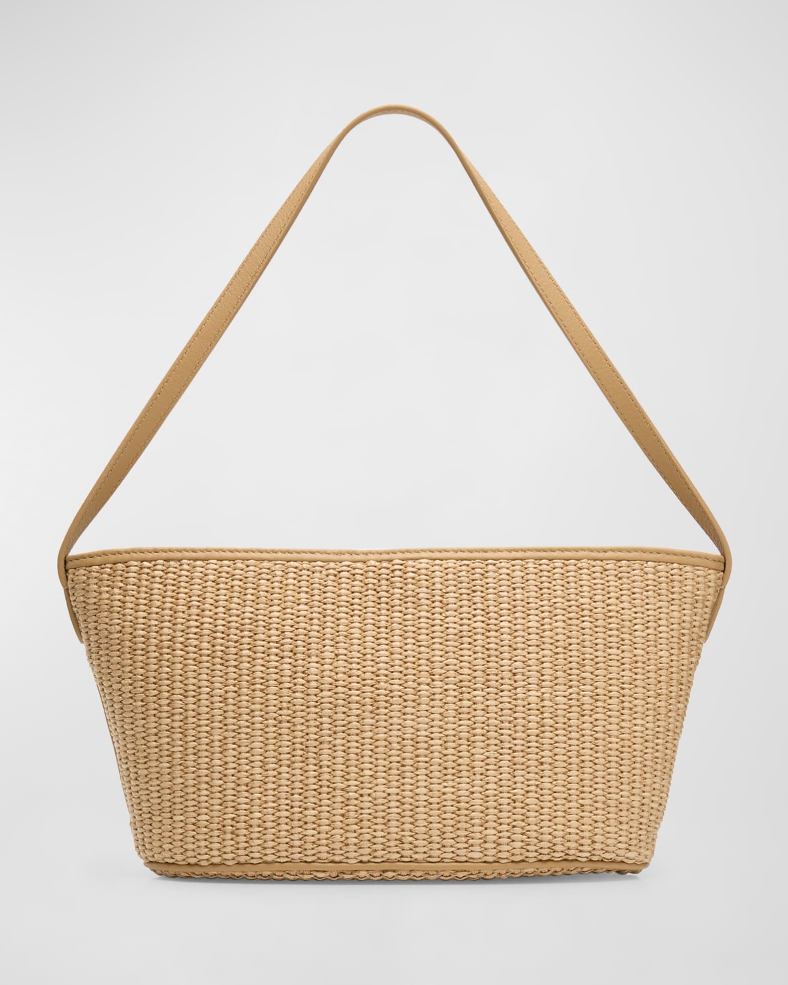 Brunello Cucinelli Zip Raffia Shoulder Bag | Neiman Marcus