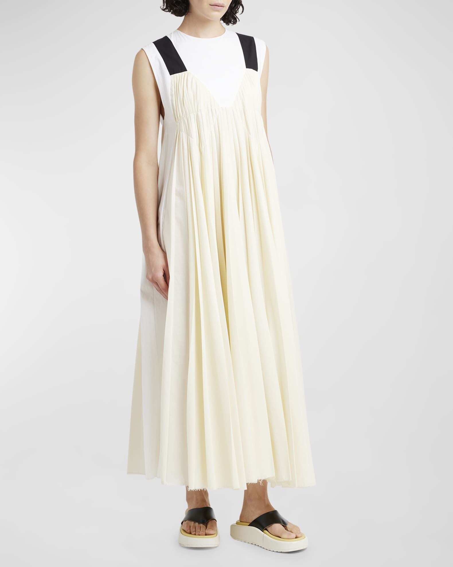 Plan C Colorblock Pleated Maxi Dress | Neiman Marcus