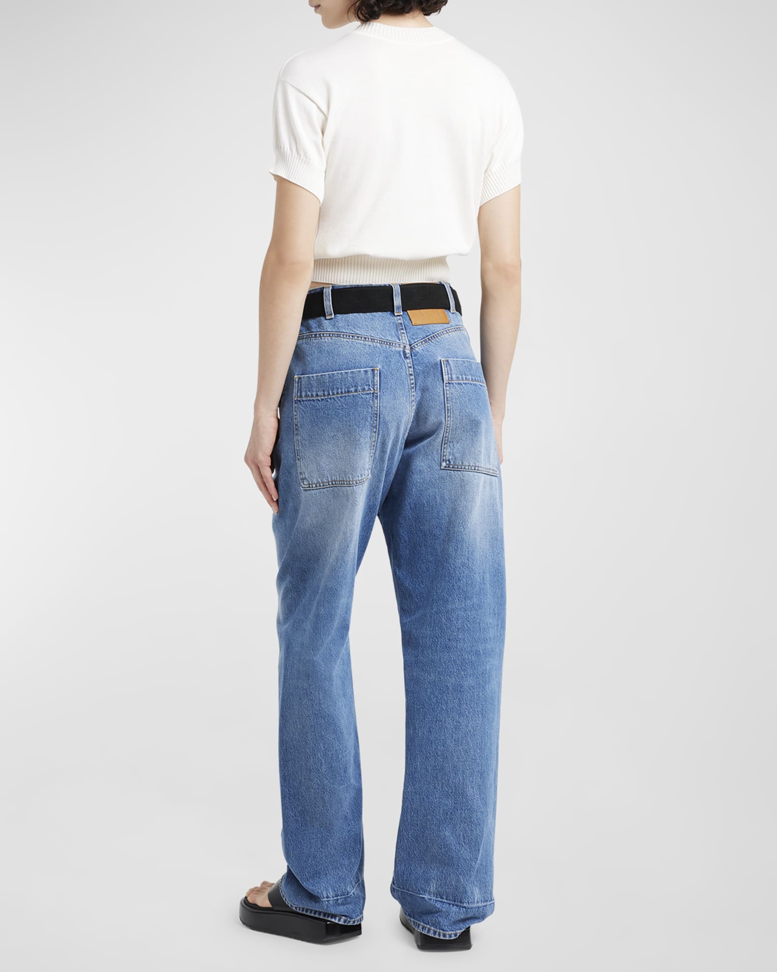 Plan C Denim Belted Trousers | Neiman Marcus