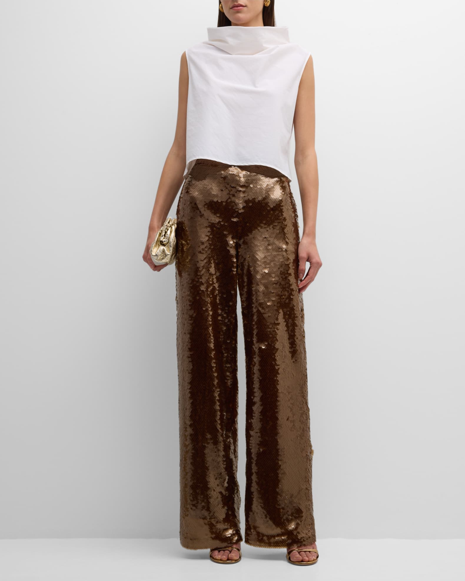 Natori High-Rise Wide-Leg Sequin Pants | Neiman Marcus