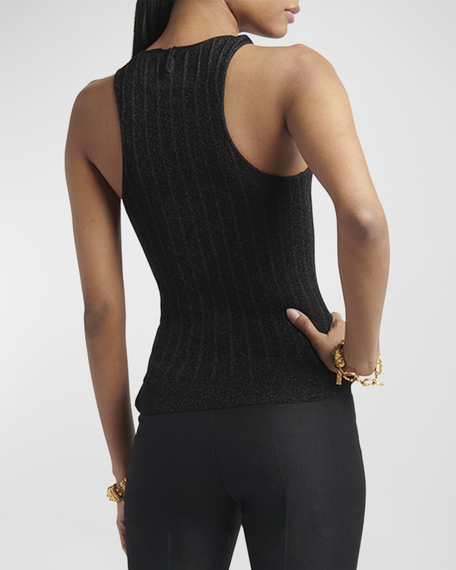 TOM FORD Metallic Rib Racerback Tank Top | Neiman Marcus