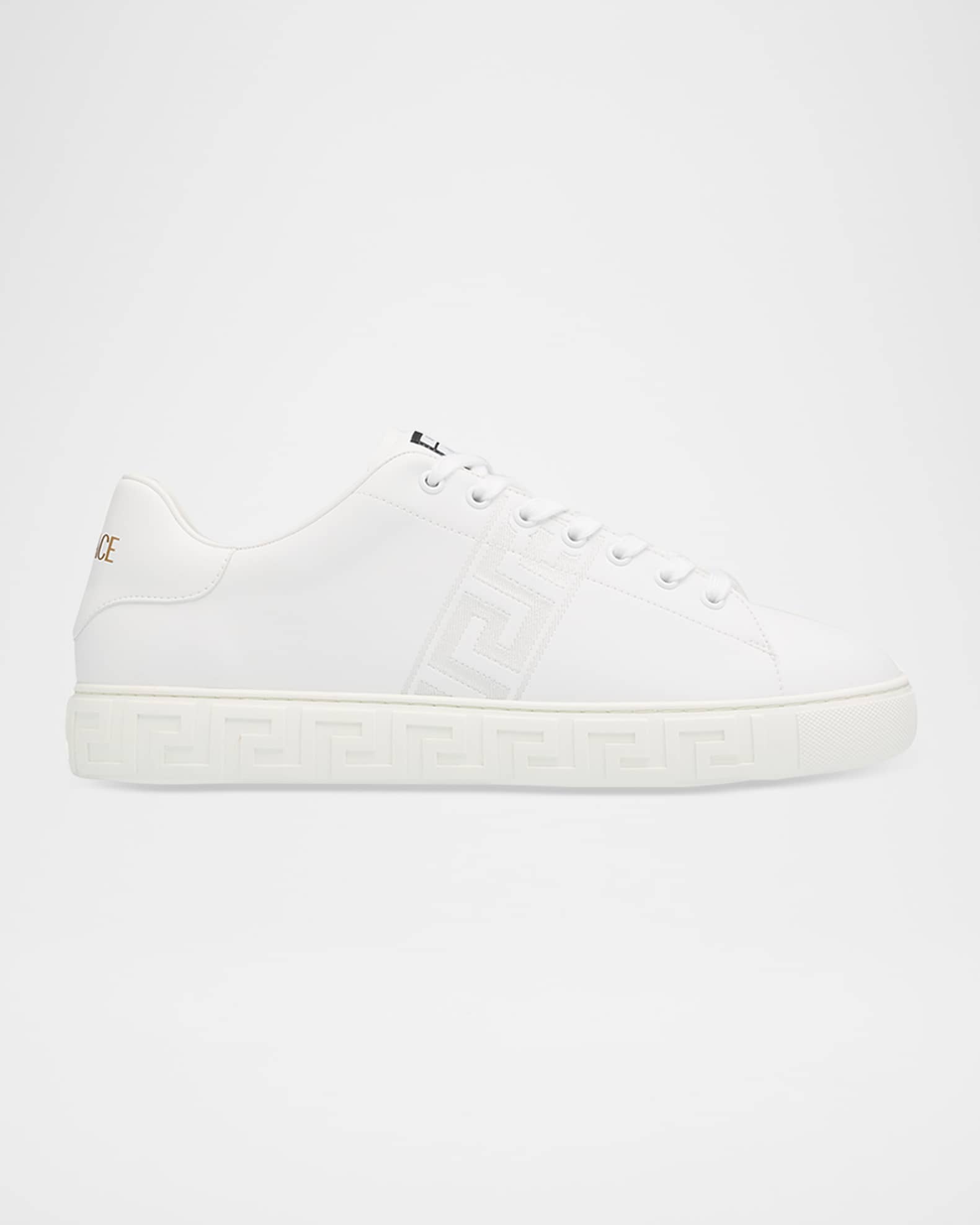Versace Men's La Greca Leather Low-Top Sneakers | Neiman Marcus
