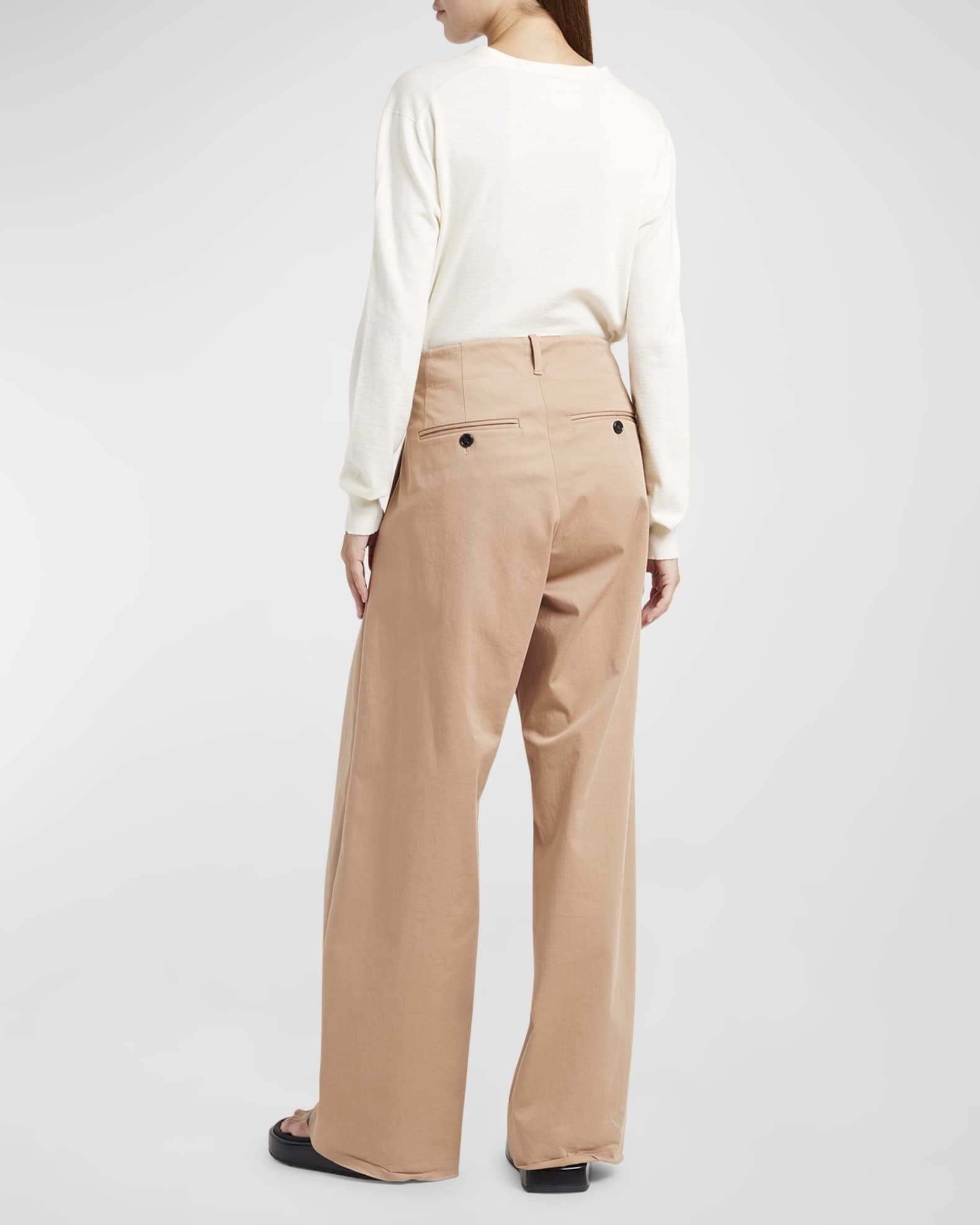 Plan C Mid-Rise Double-Pleated Straight-Leg Trousers | Neiman Marcus