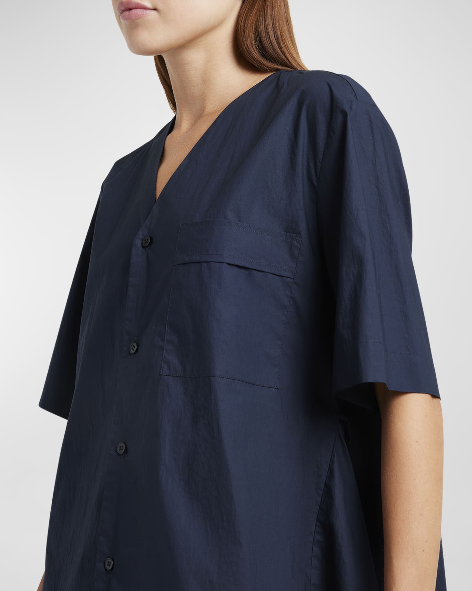 Plan C Short-Sleeve Asymmetric Handkerchief Shirt | Neiman Marcus