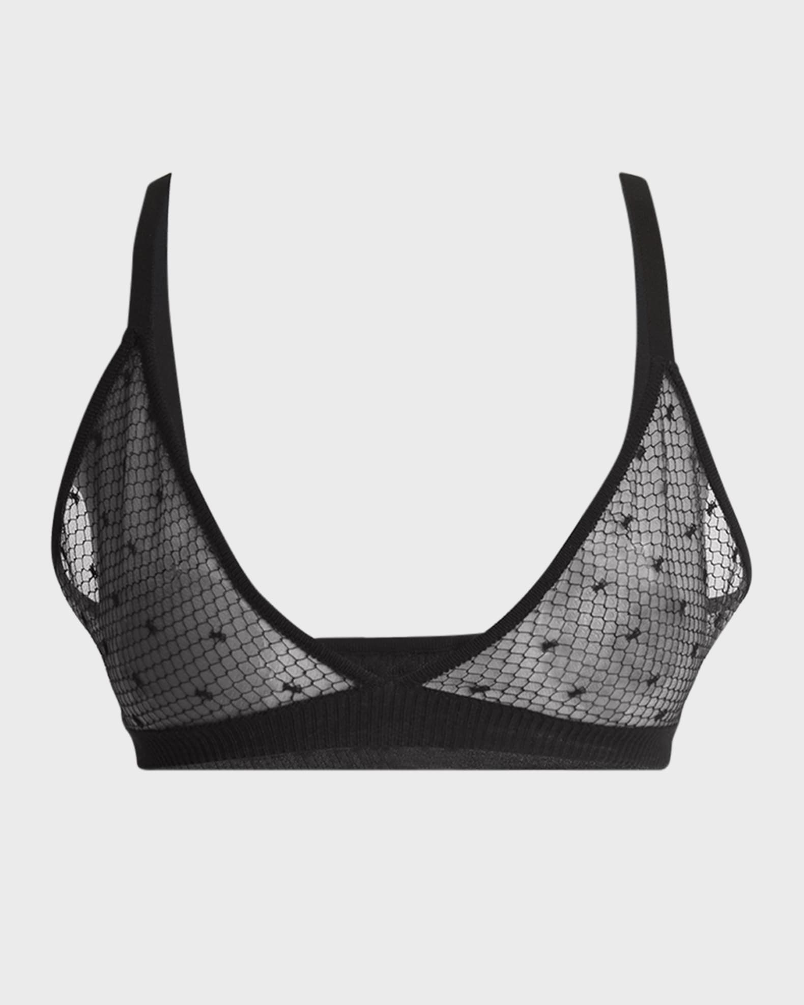 ALAIA Sheer Swiss Dot Triangle Bra | Neiman Marcus
