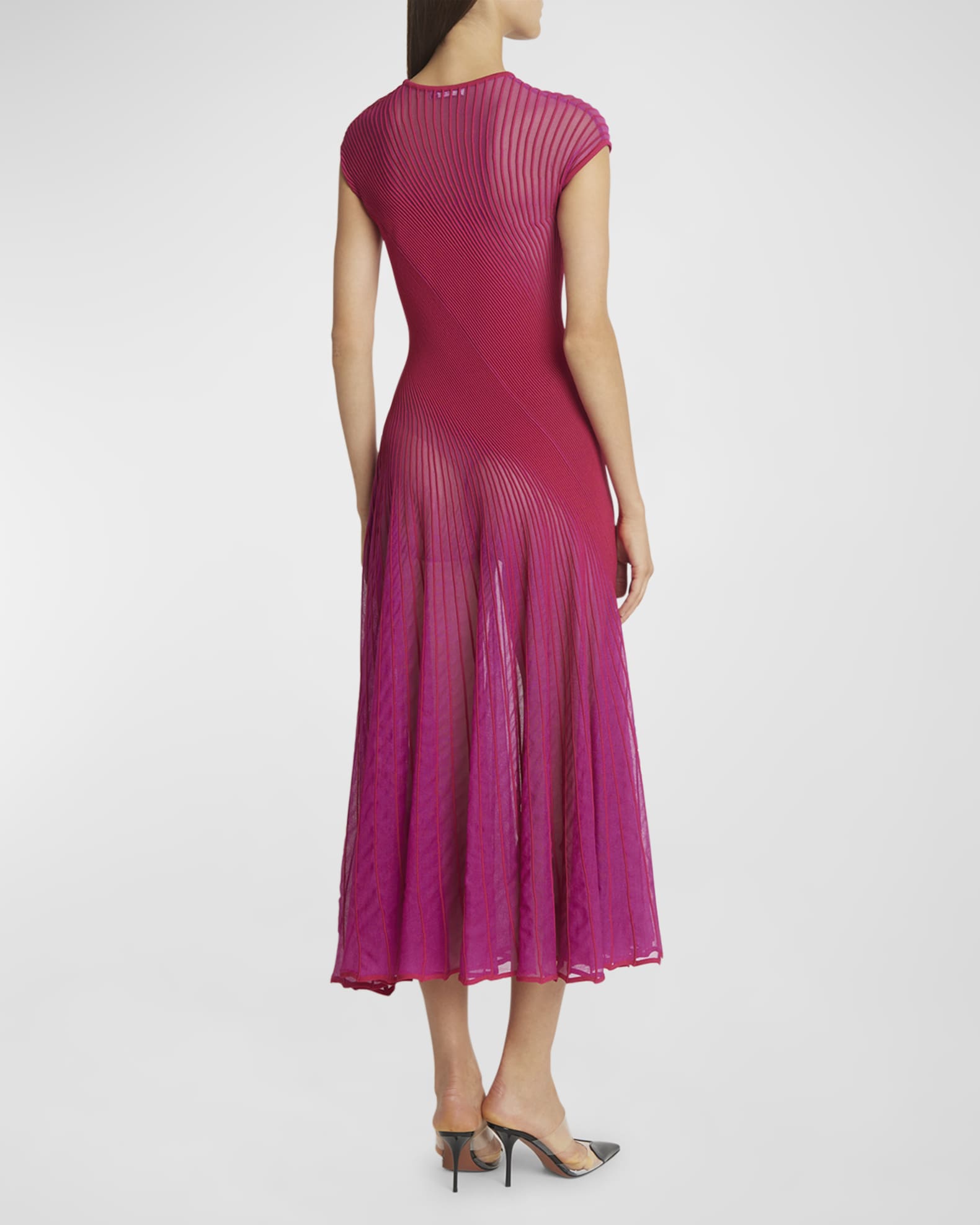 ALAIA Twisted Sheer Midi Dress | Neiman Marcus