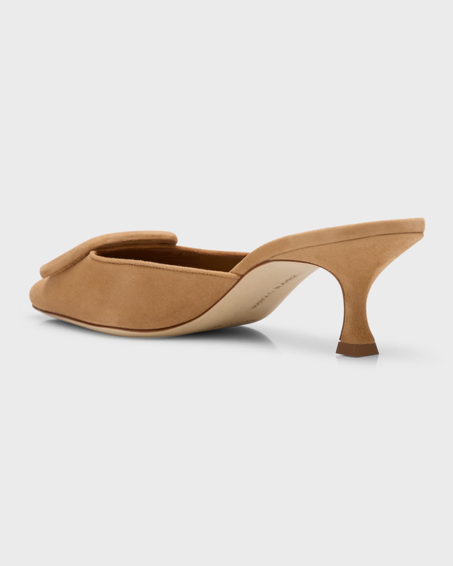 Manolo Blahnik Maysale Suede Buckle Mules | Neiman Marcus