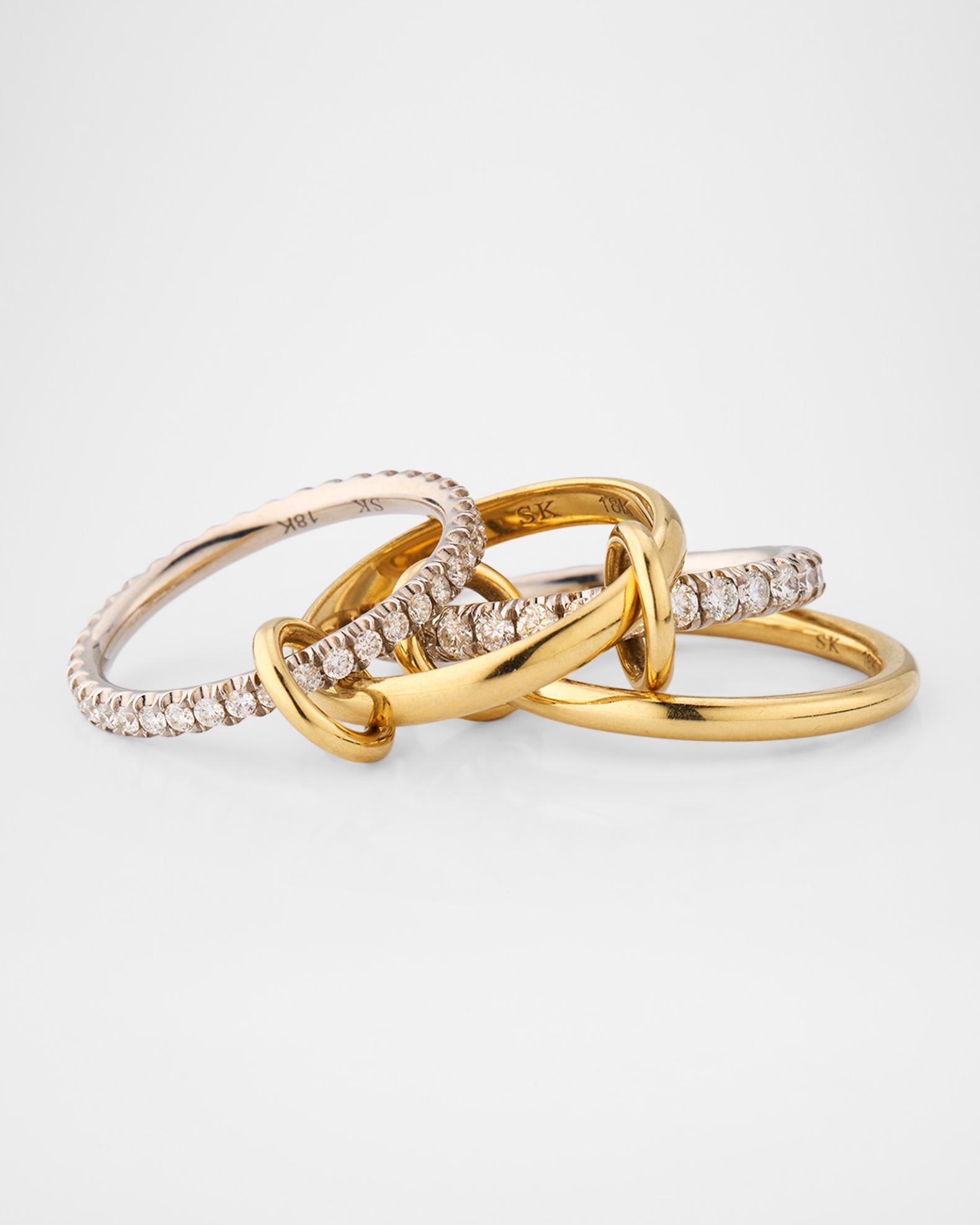 Spinelli Kilcollin 18K Mixed-Gold Halley 4-Link Ring with Pave Diamonds ...