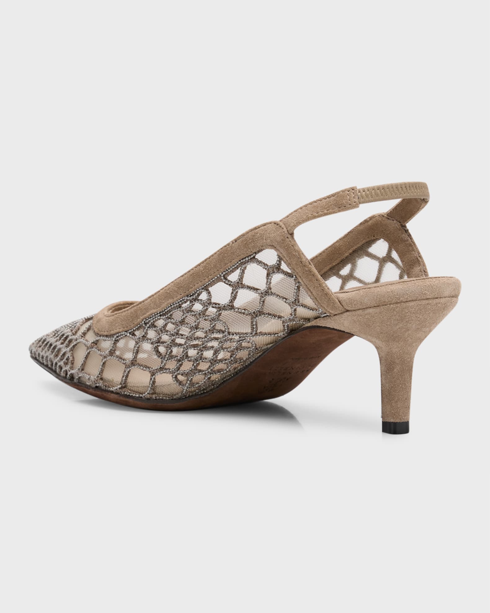 Brunello Cucinelli Crystal Mesh Net Slingback Pumps | Neiman Marcus