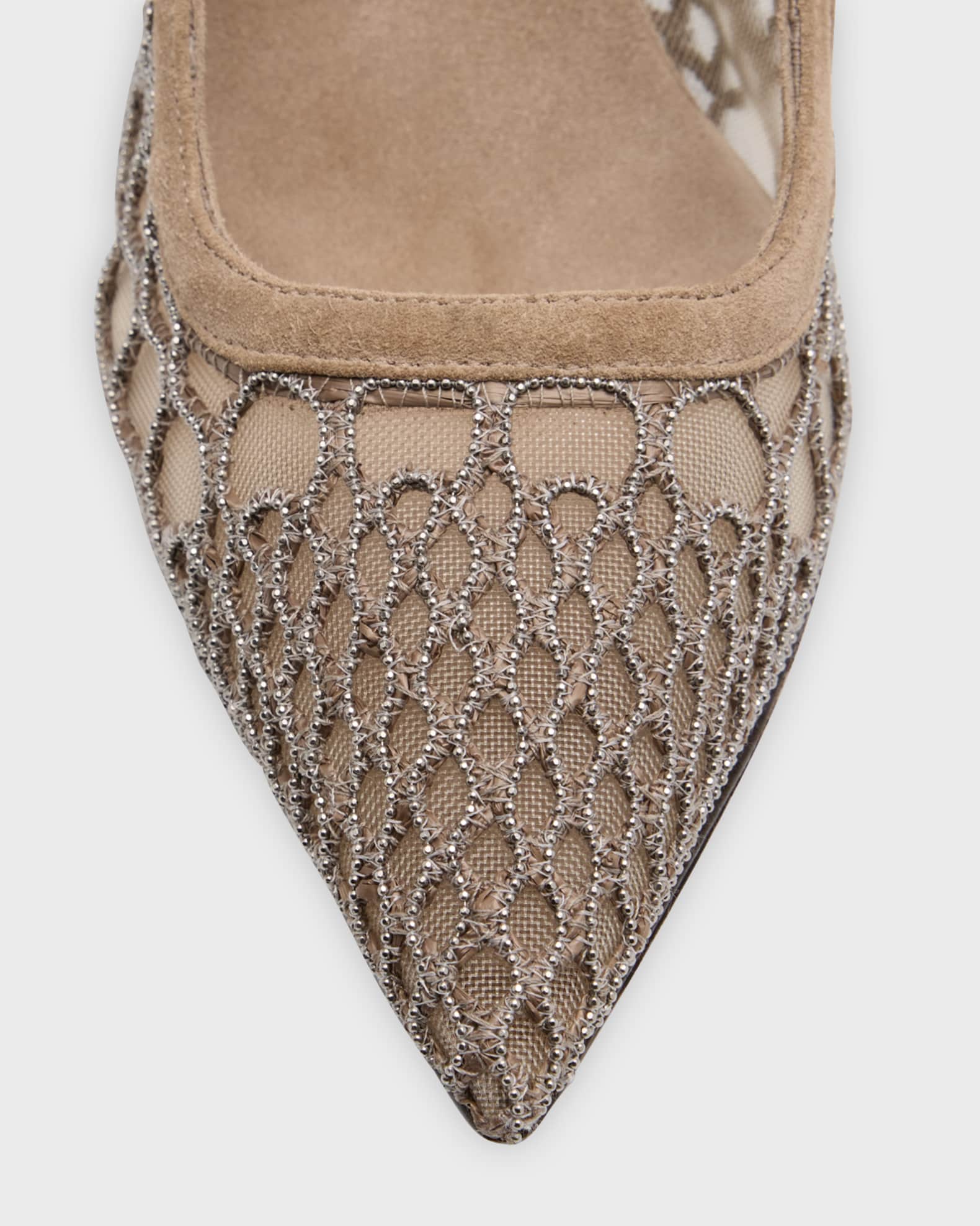 Brunello Cucinelli Crystal Mesh Net Slingback Pumps | Neiman Marcus