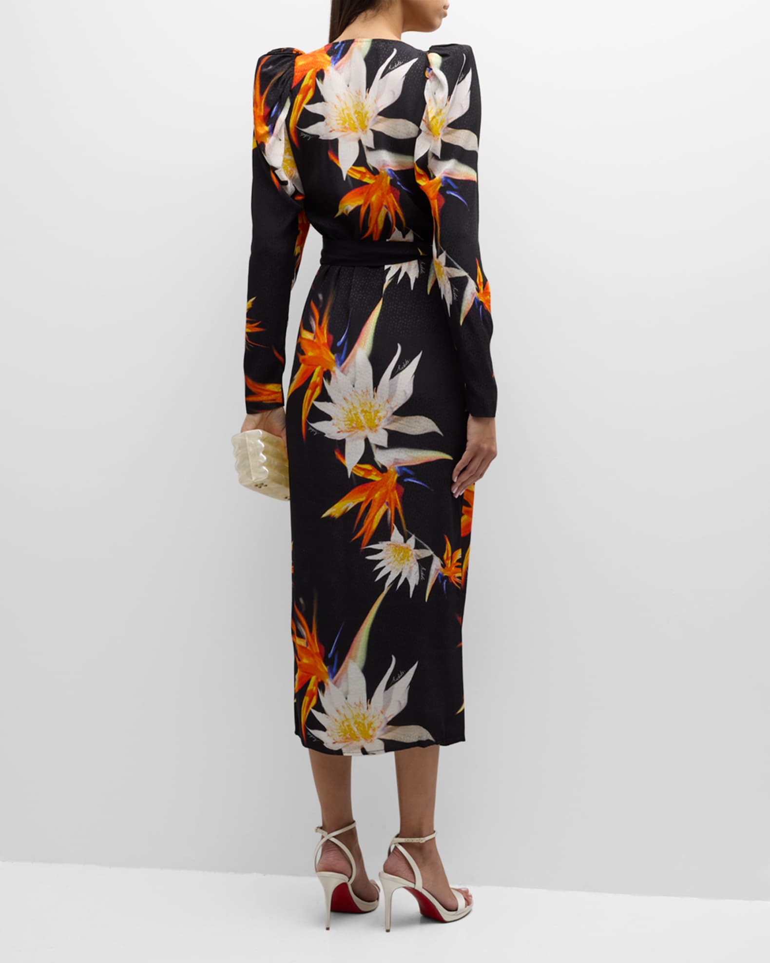 Rotate Birger Christensen Floral-Print Long-Sleeve Midi Wrap Dress ...