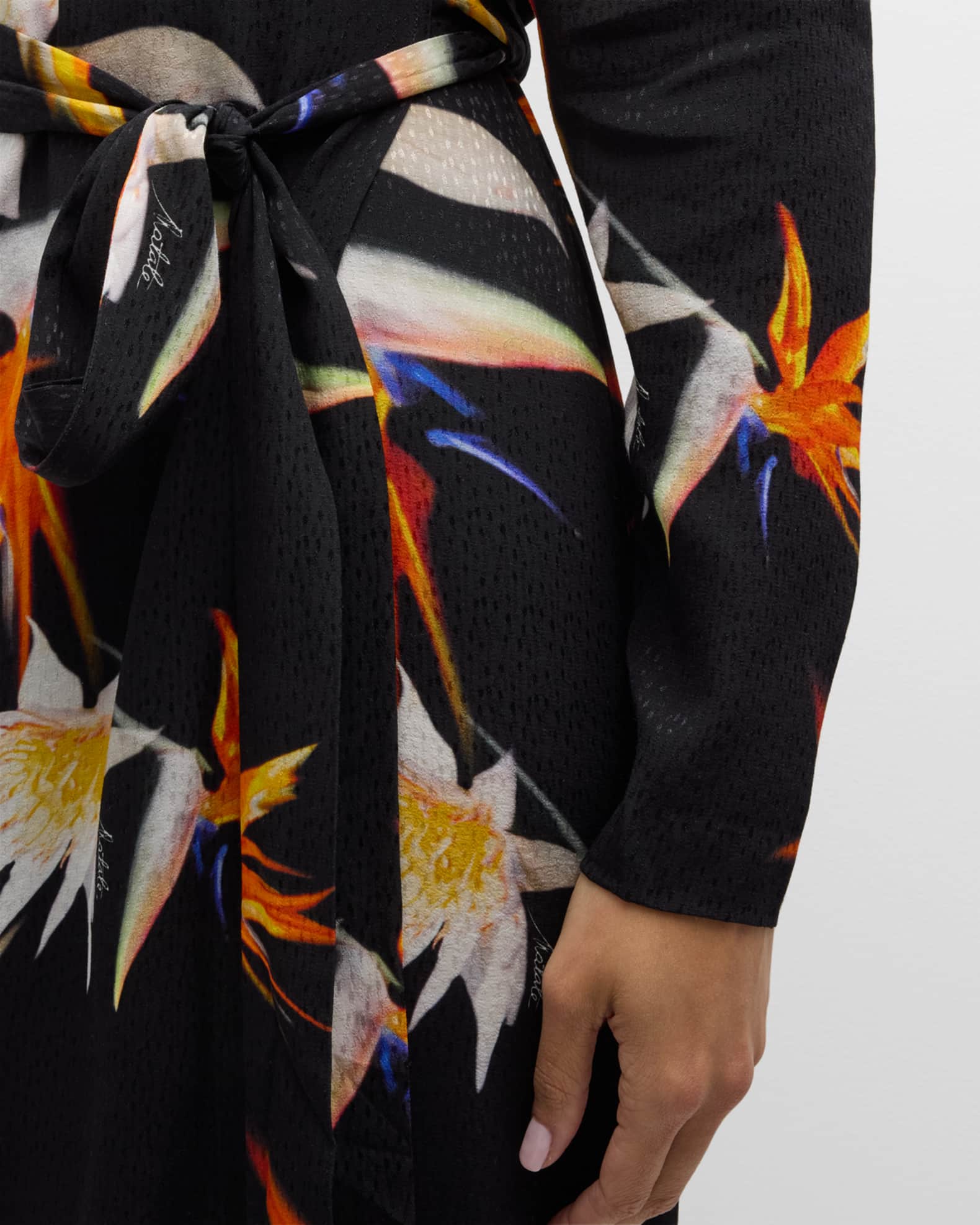 Rotate Birger Christensen Floral-Print Long-Sleeve Midi Wrap Dress ...