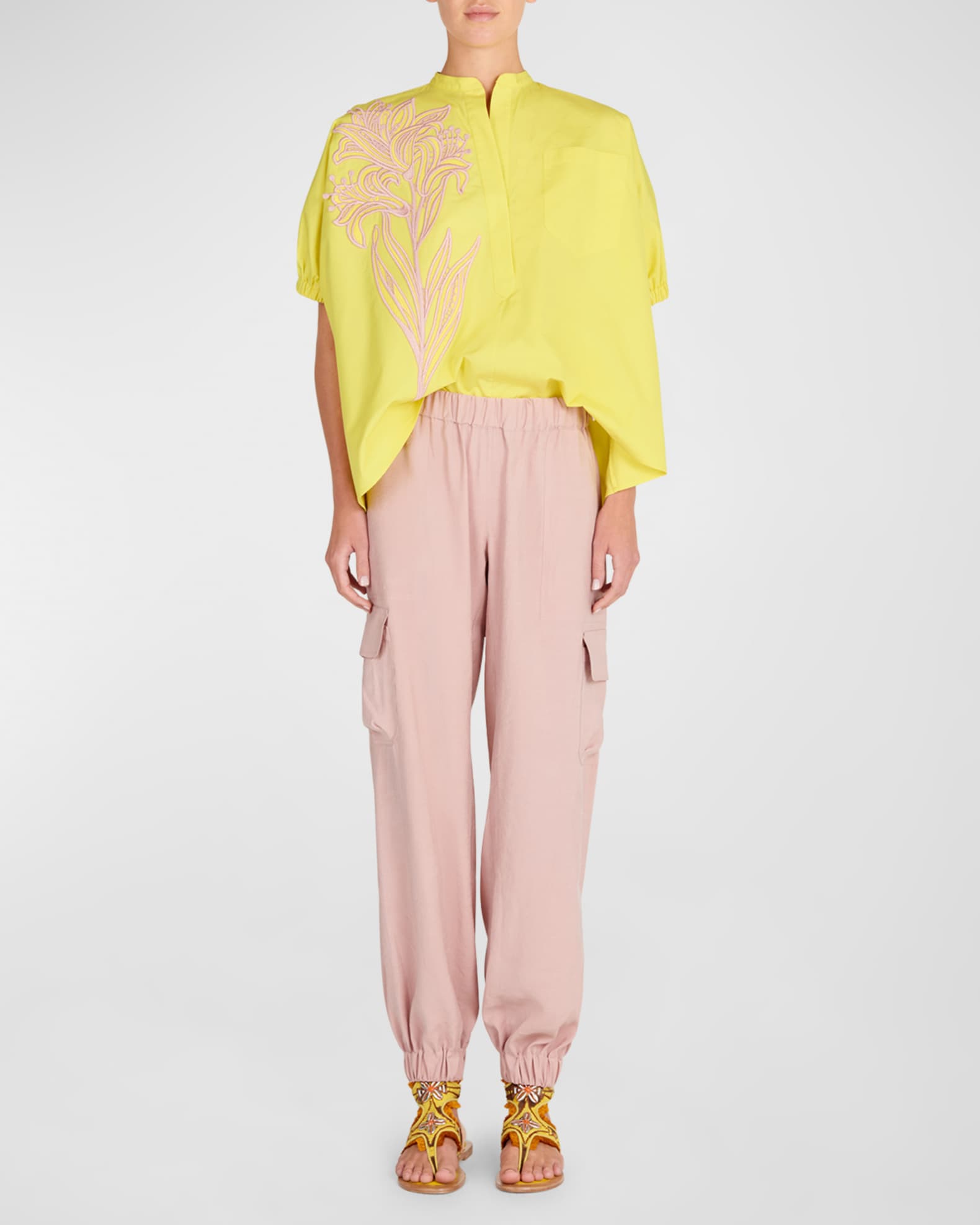 Silvia Tcherassi Jess Mid-Rise Cargo Jogger Pull-On Pants | Neiman Marcus